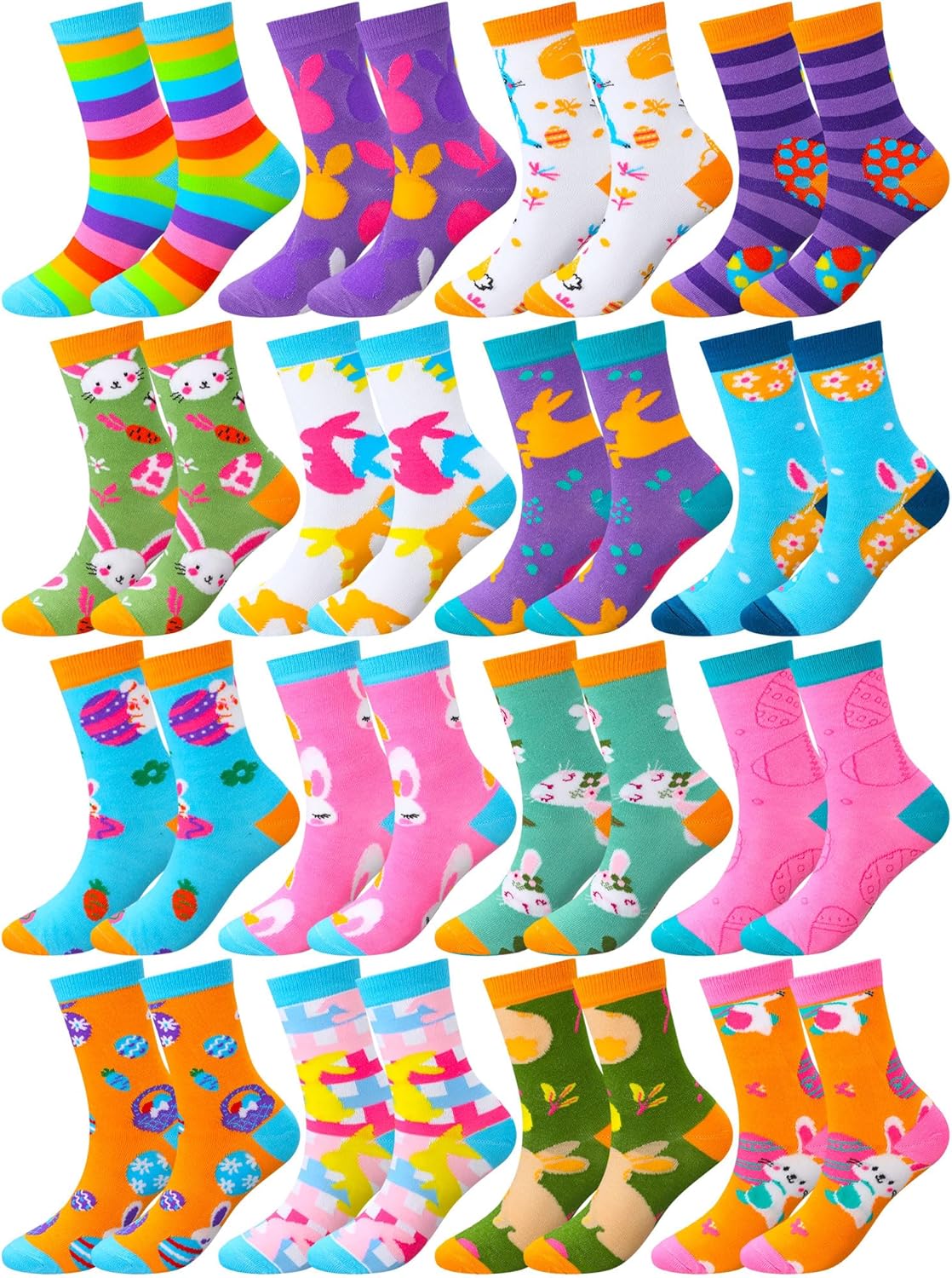 Amazon.com: Geyoga 16 Pairs Easter Socks Bulk for Women Rabbit Print ...
