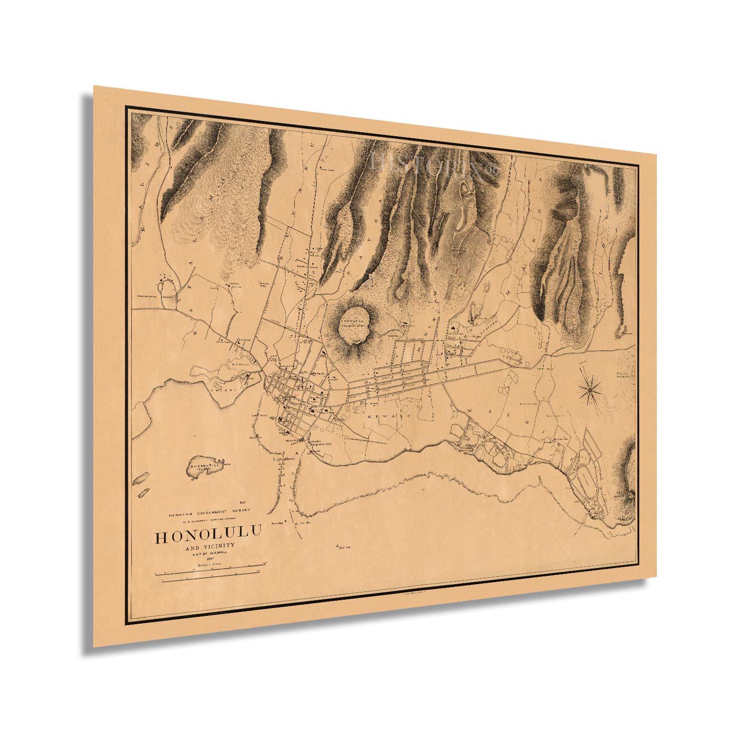 Buy HISTORIX Vintage 1887 Honolulu Hawaii - 18x24 Inch Vintage of ...