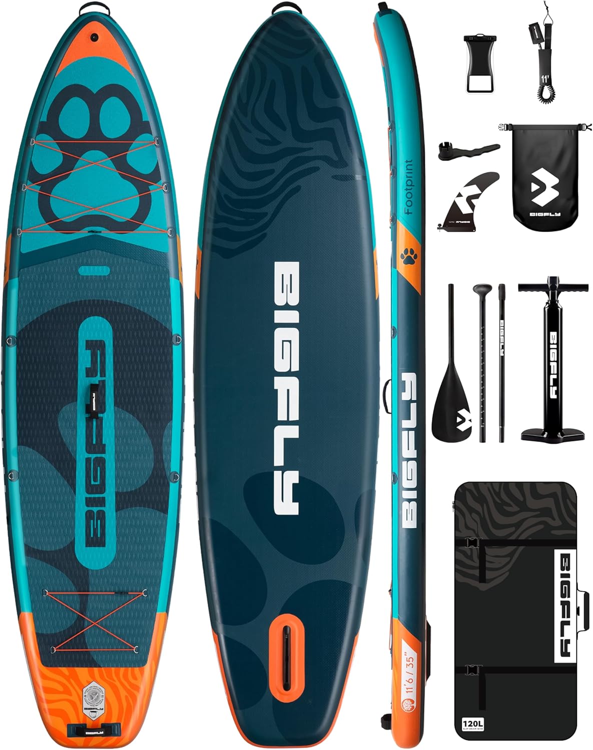 Bigfly 11'6×35" Super Wide Inflatable Stand Up Paddle Board, 100L ...