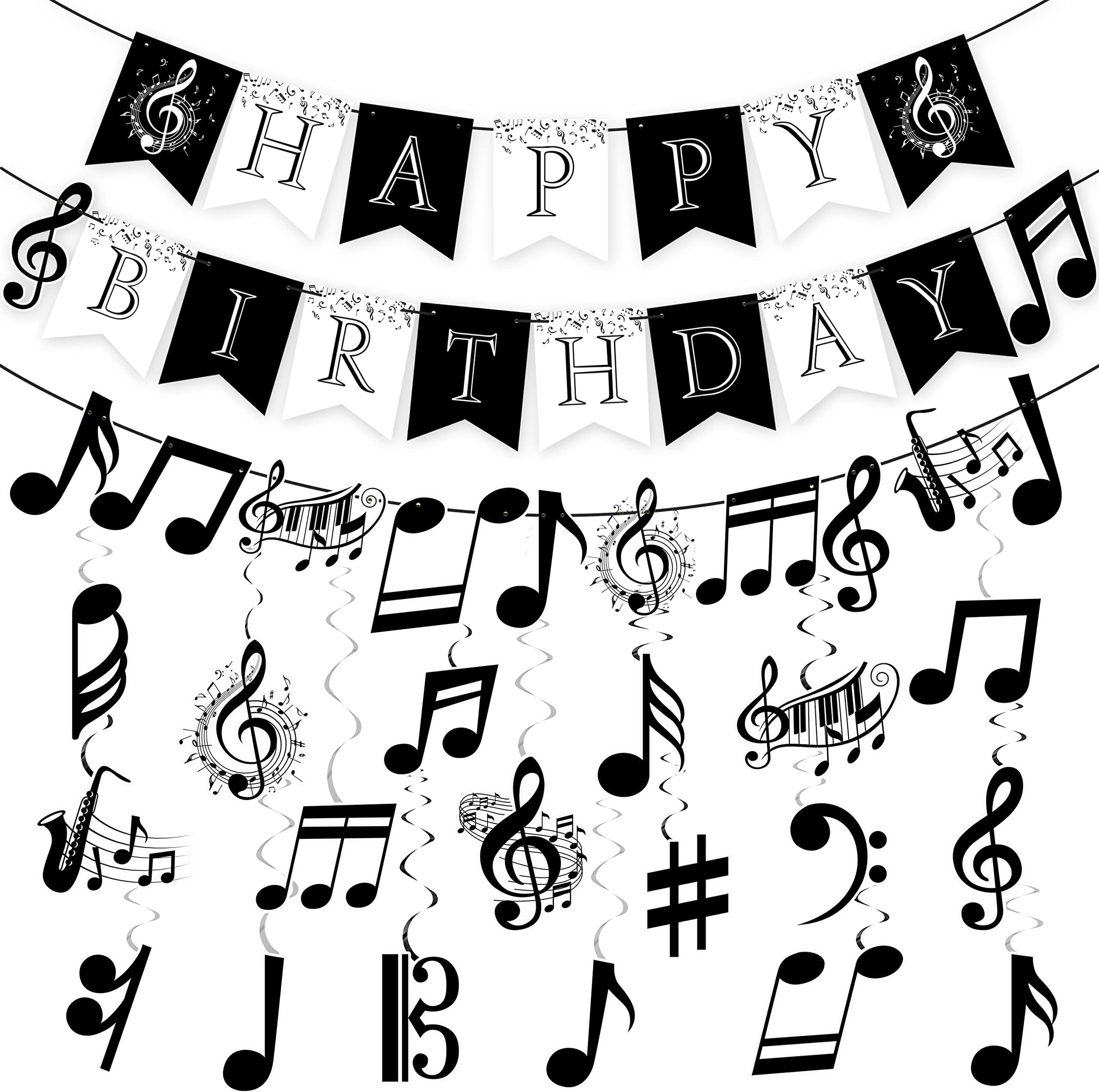 Amazon.com: Music Themed Birthday Party Decorations Set Music Note ...