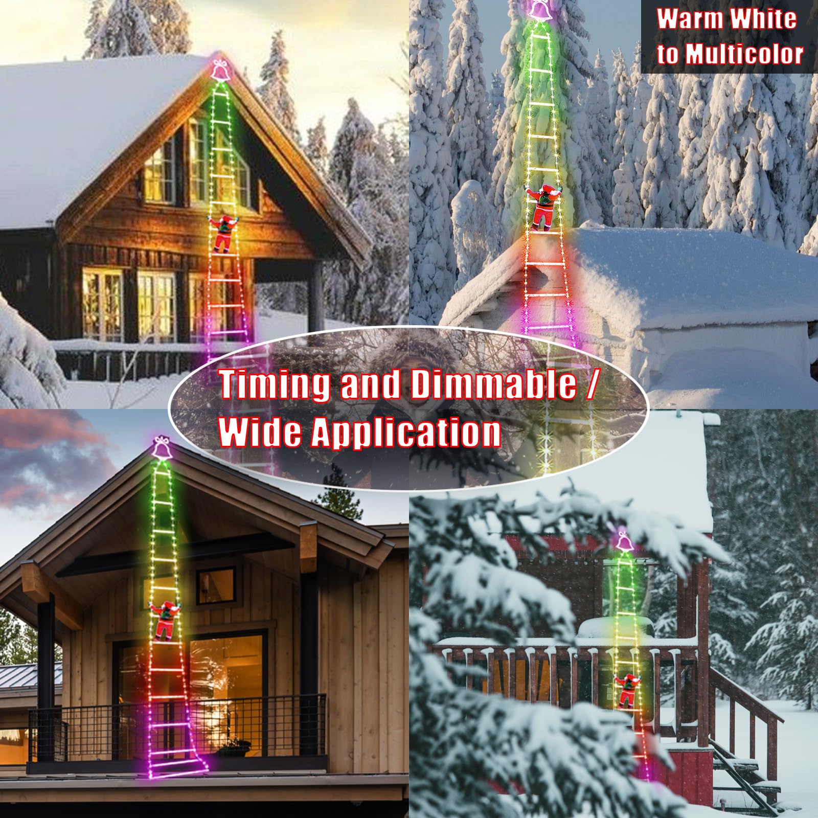 10FT 240 LED Smart Christmas Ladder Lights with Bluetooth & App ...