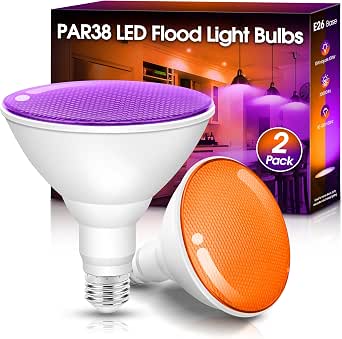 Orange and Purple Flood Light Bulbs Outdoor 2 Pack, PAR38 LED Purple ...