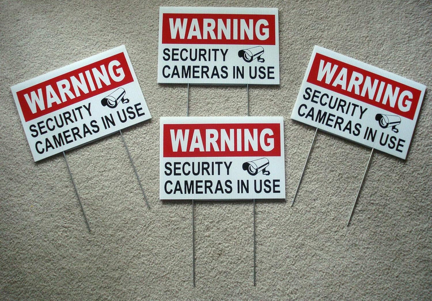 Amazon.com : 4 Warning Security Cameras in USE Coroplast Yard Signs ...