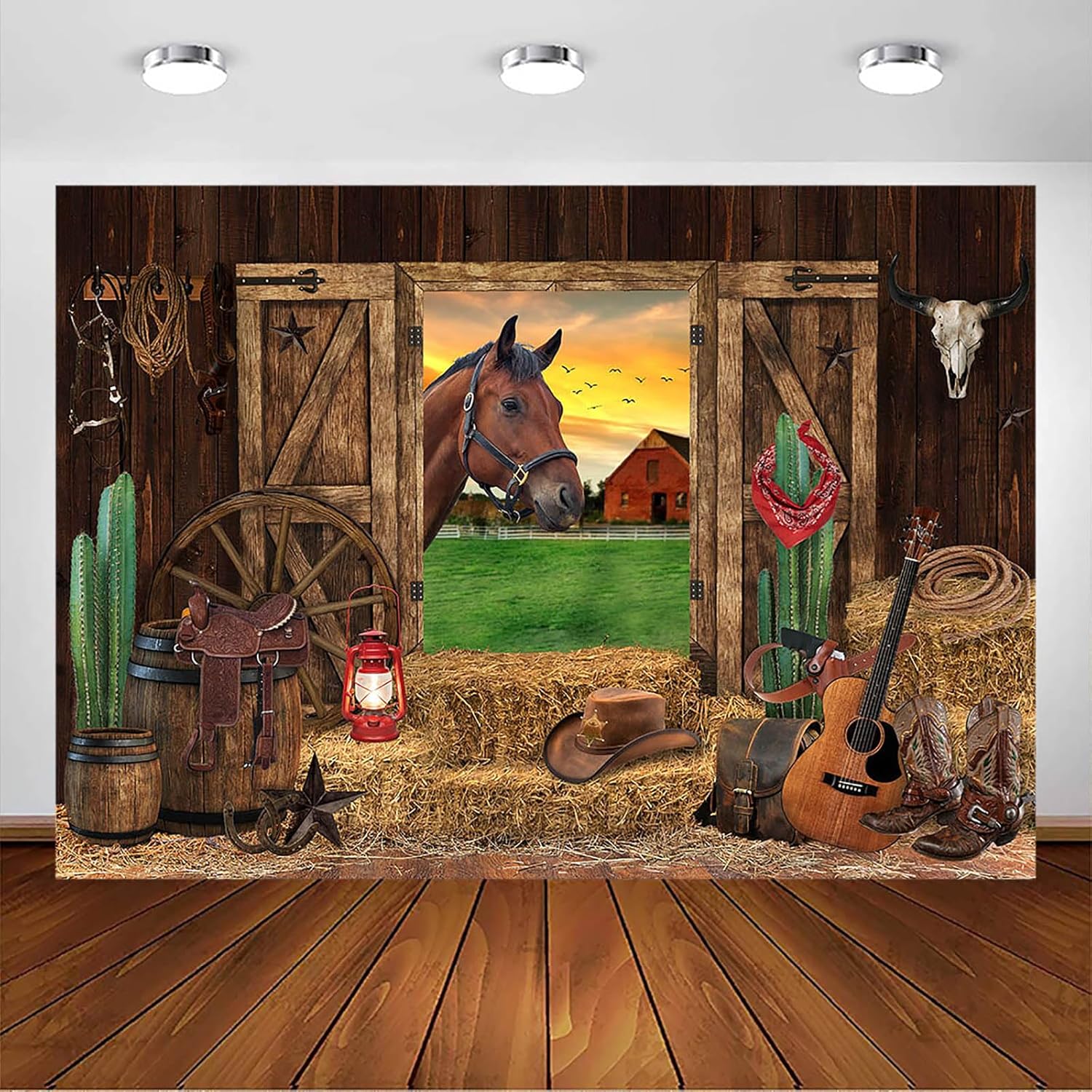 Avezano Western Cowboy Backdrop Horse Barn Hay Photography Background ...
