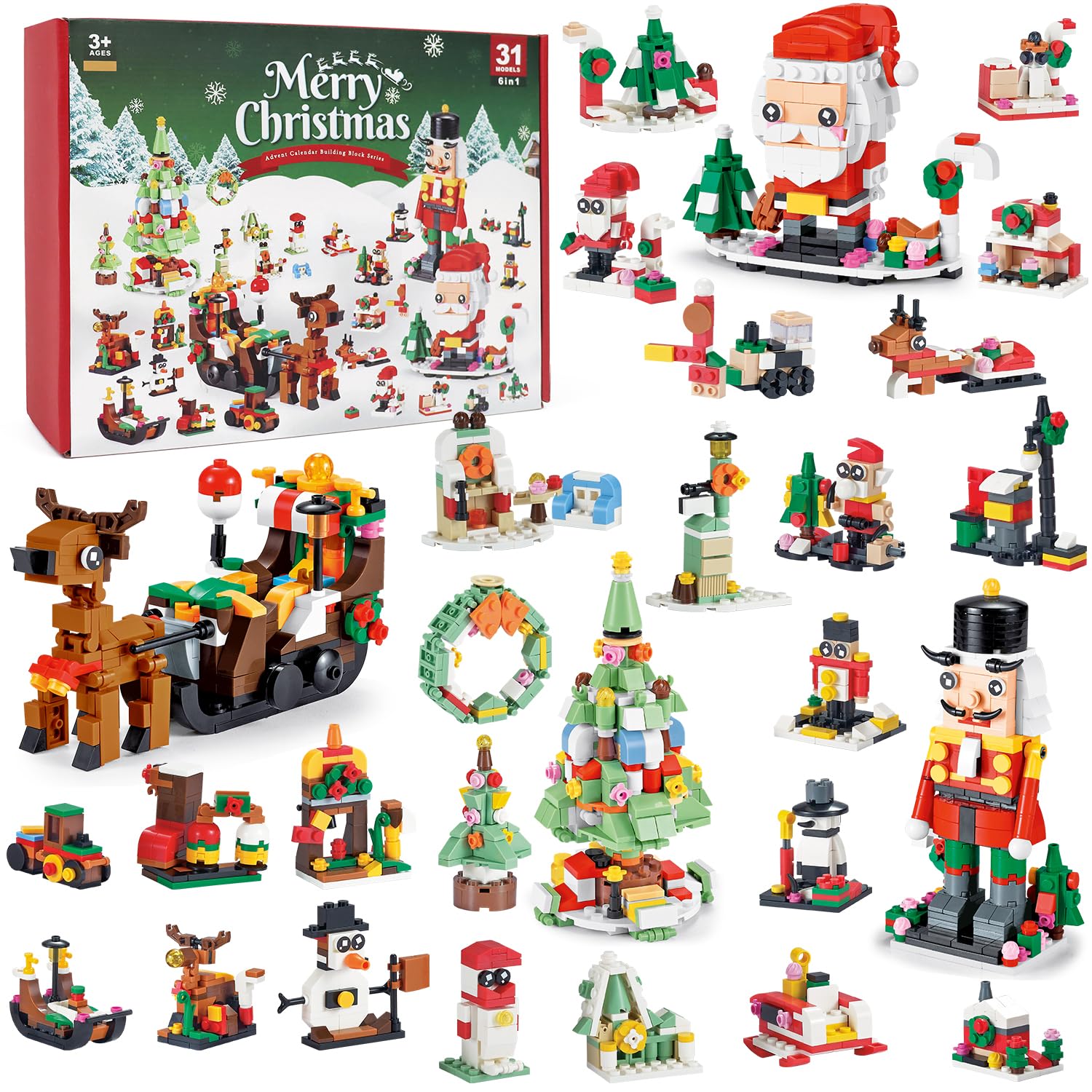Amazon.com: Christmas Advent Calendar 2024, Kids 6 in 1 Building Blocks ...