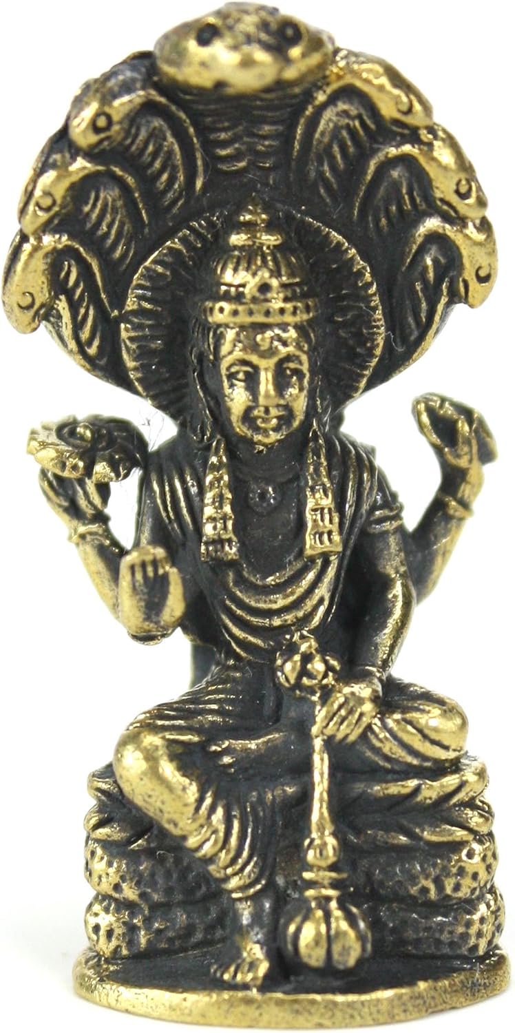 Amazon.com: Buddhist and Hindu Deity Amulets. Vishnu on Naga throne ...