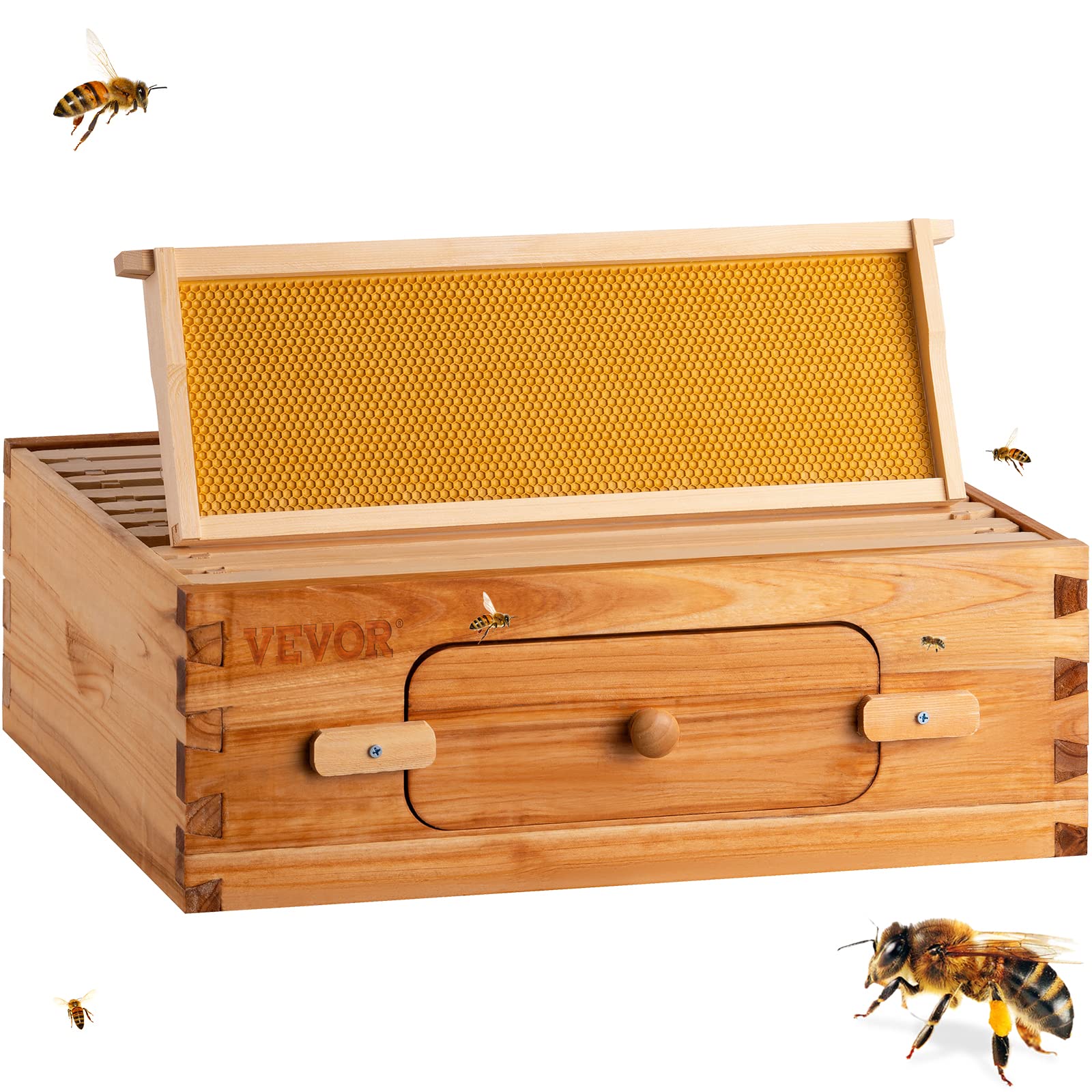 VEVOR Bee Hive, 10 Frame Complete Beehive Kit, Dipped in 100% Natural ...