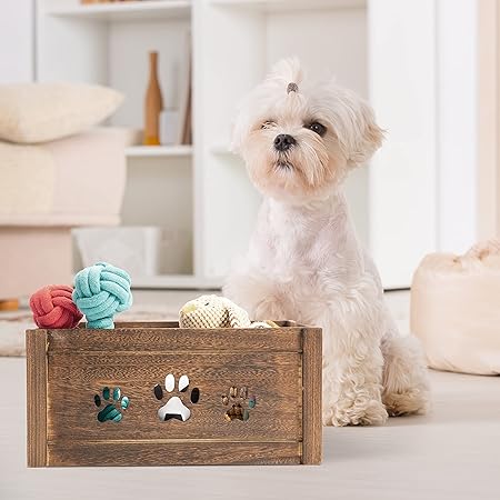 BASIC HOUSE Paw Shaped Cutout Dog Toys Chest Gift Hampers Storage ...