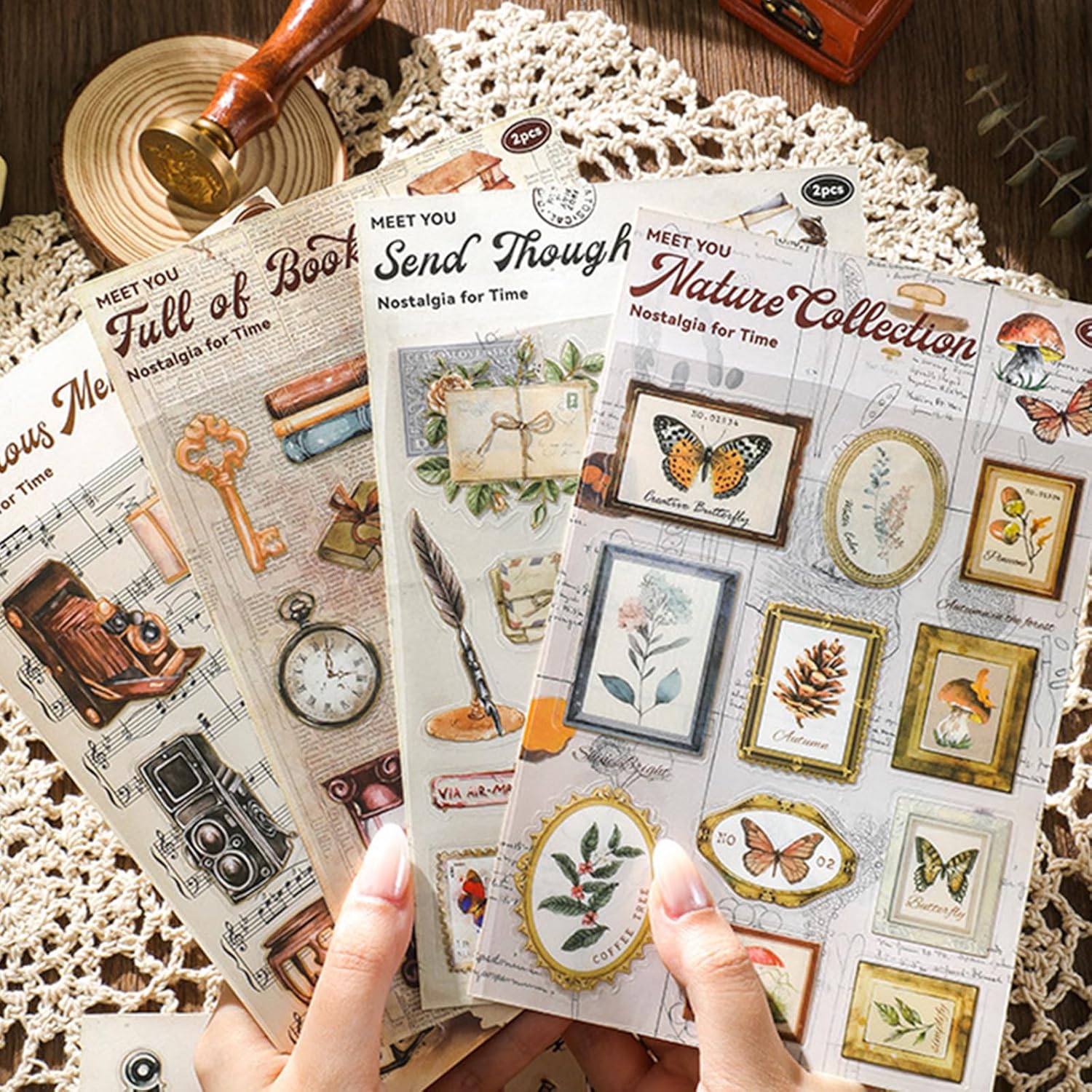 Amazon.com: Vintage Postage Stamp Scrapbook Stickers Set 8 Sheets ...