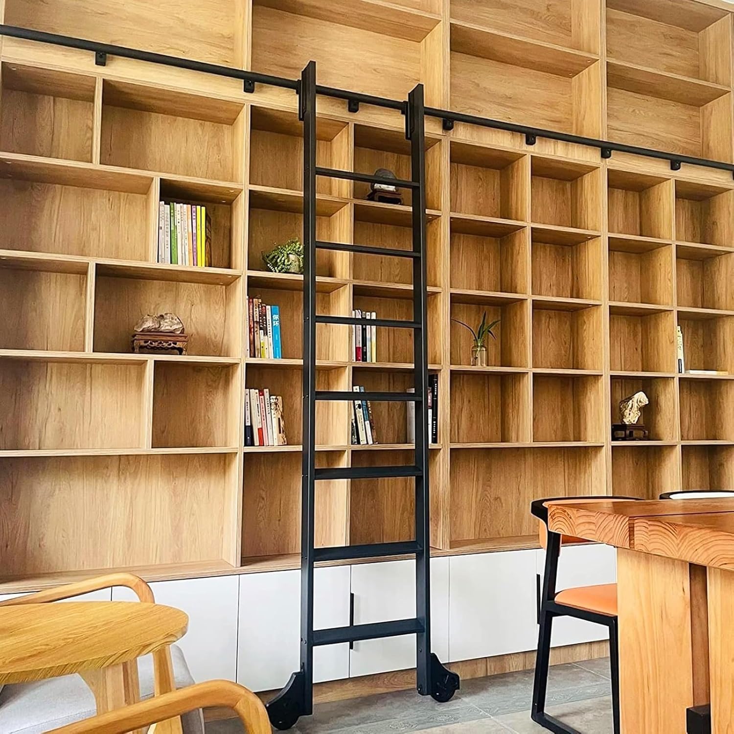 Amazon.com: Rolling Library Ladder Hardware Kit | Black Sliding Rail ...