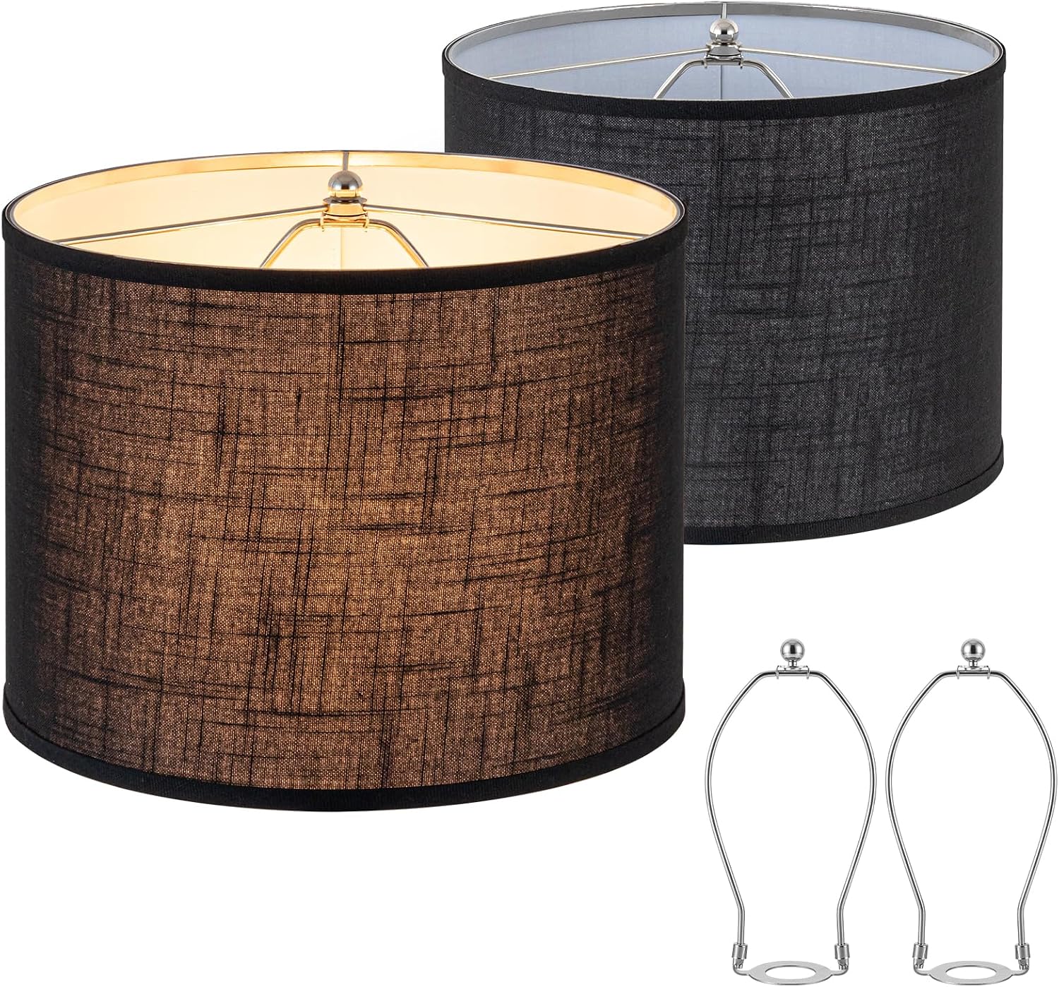 Lamp Shades Set of 2, Drum Lampshades(Spider Fitter)，13xH10 Inches ...