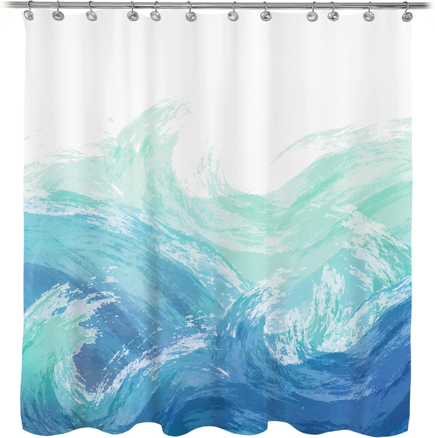Amazon.com: Sunlit Wave Shower Curtain, Ombre Blue and Green Ocean ...