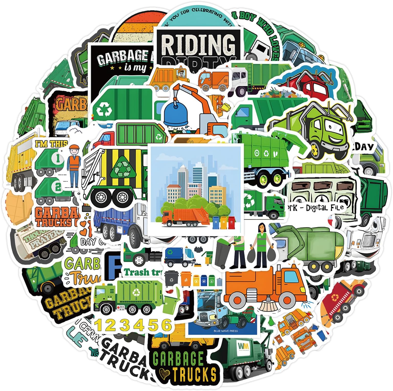 Amazon.com: Garbage Truck Stickers(62 Pcs),Trash Truck Stickers,Bus ...