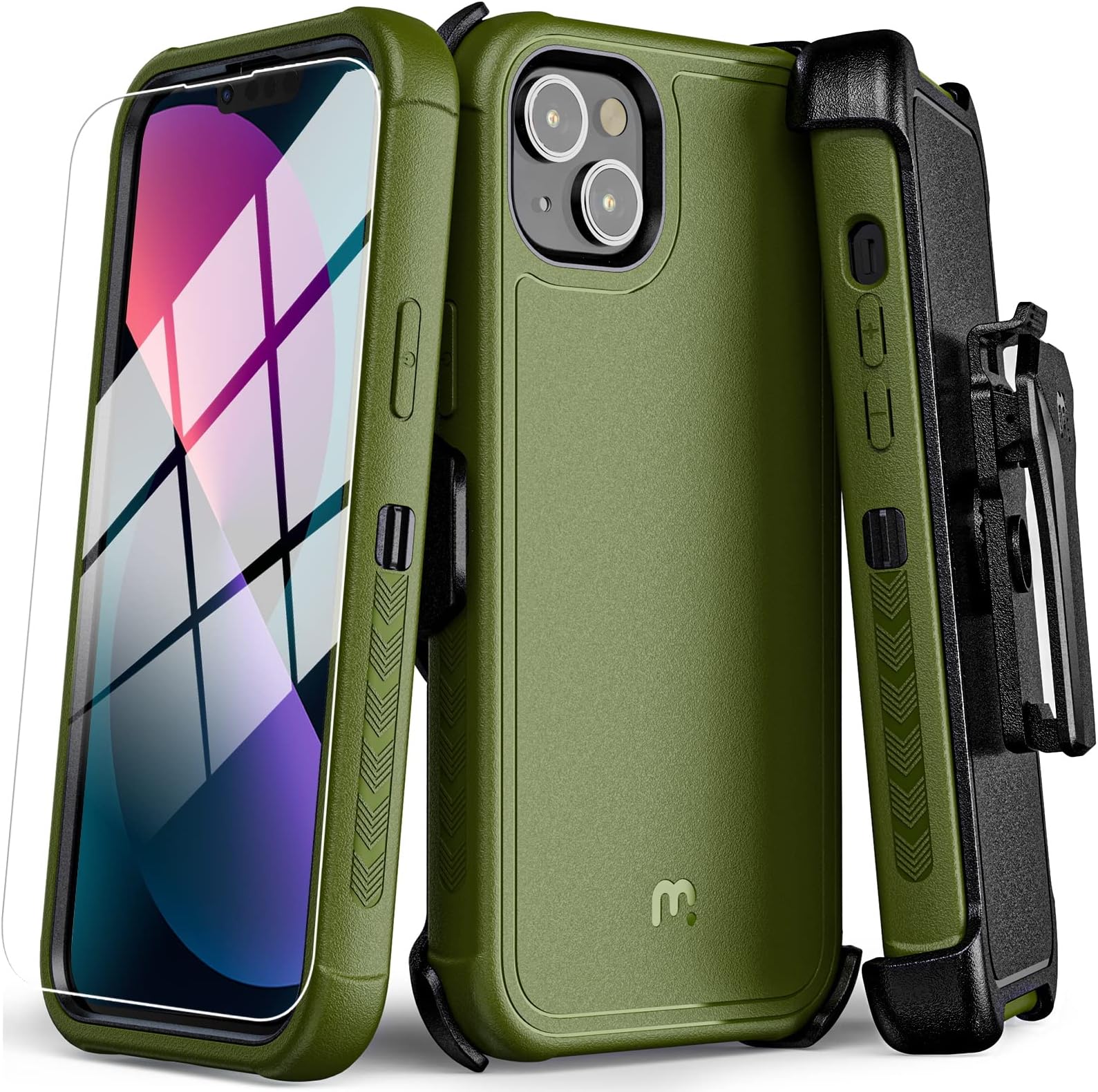 Amazon.com: Shockproof for iPhone 13 Case with Belt Clip Holster iPhone ...