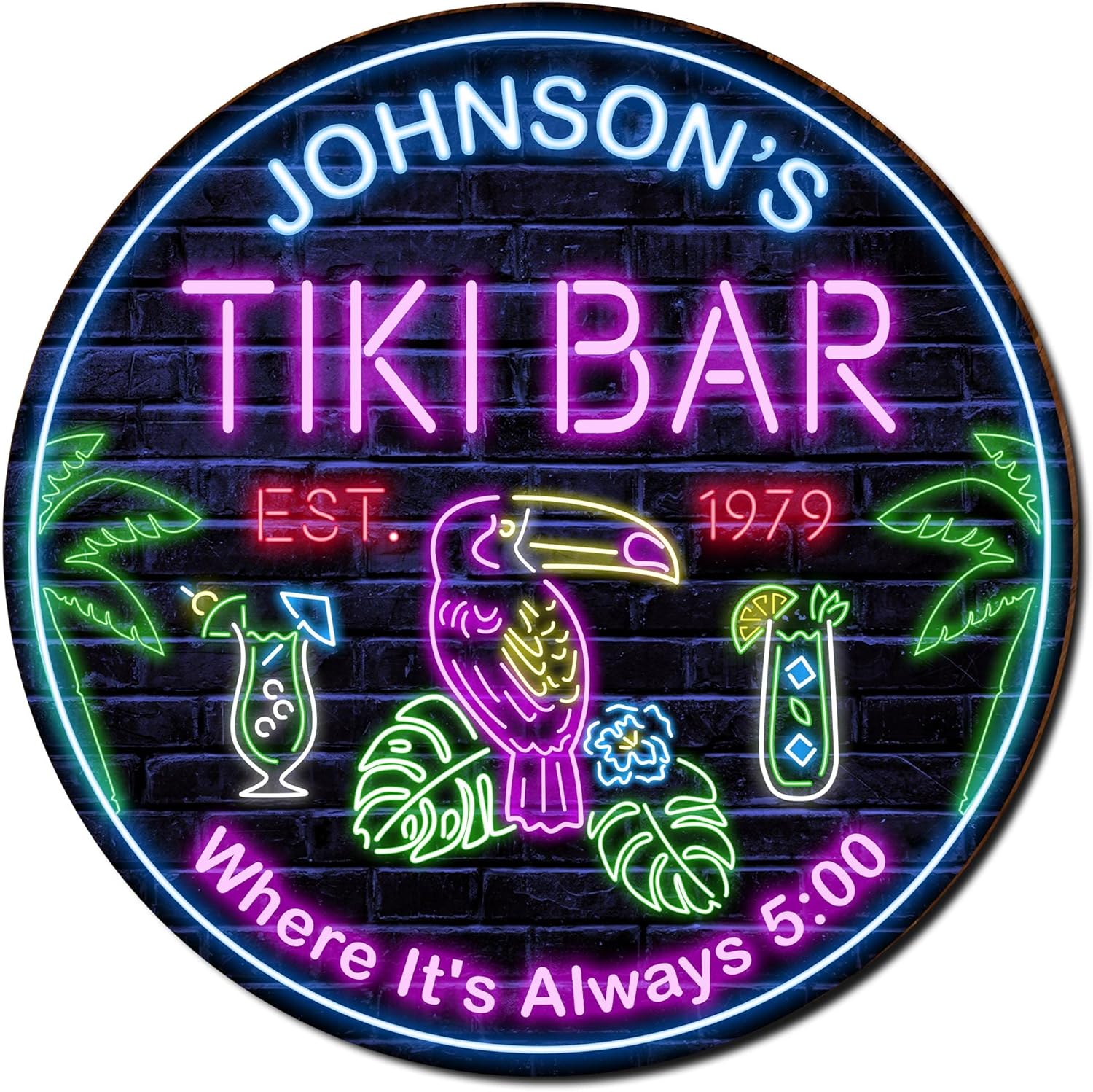 Amazon.com: V VIBEPY-All Over Printed No Real Led Neon Tiki Bar Signs ...