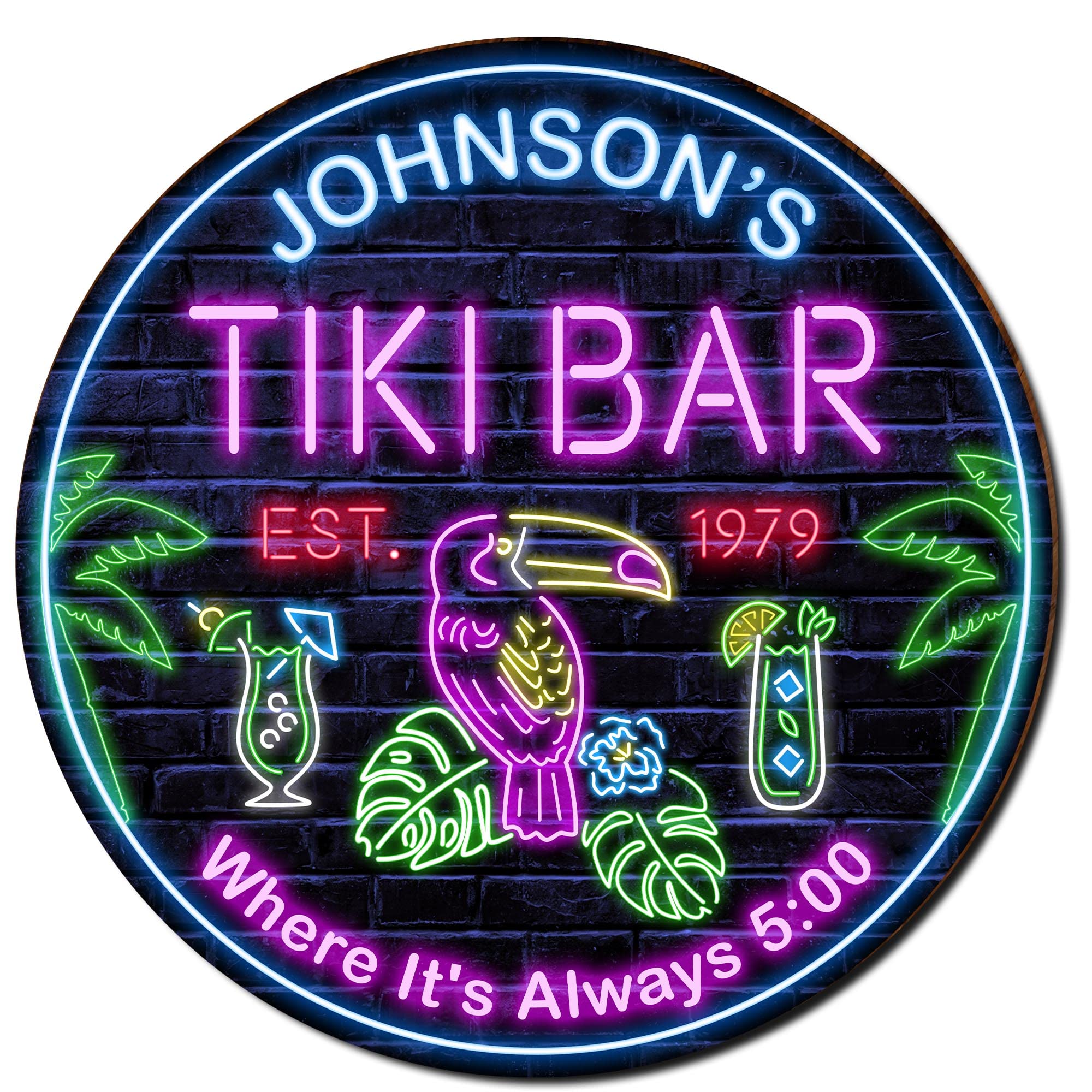 Amazon.com: V VIBEPY-All Over Printed No Real Led Neon Tiki Bar Signs ...
