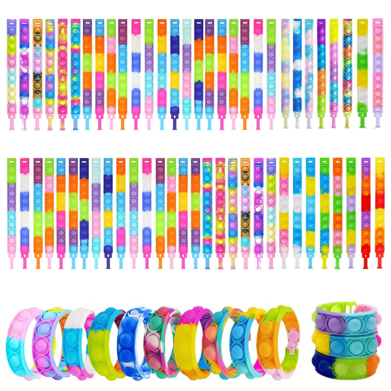 Amazon.com: 50pcs pop Random Bracelet,Pop Bubble Fidget Sensory Toys ...