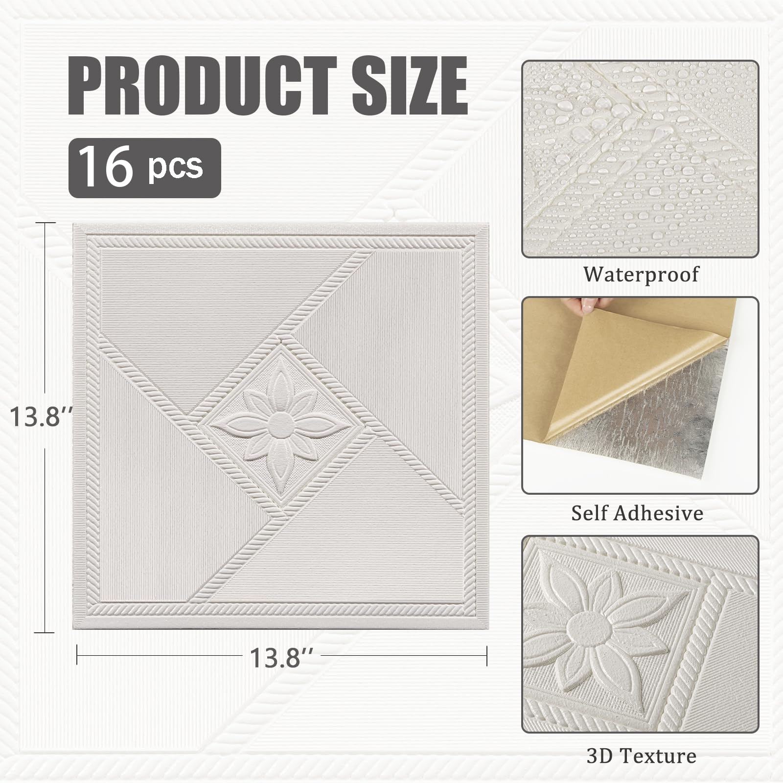 Snapklik.com : 16 Pcs Ceiling Tiles Peel And Stick, Decorative Foam ...