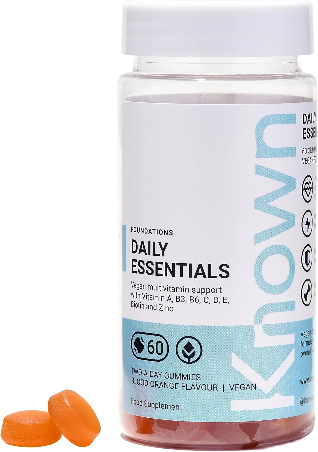 Vegan Daily Essentials Multivitamin Gummies by Known Nutrition | 60 Two ...
