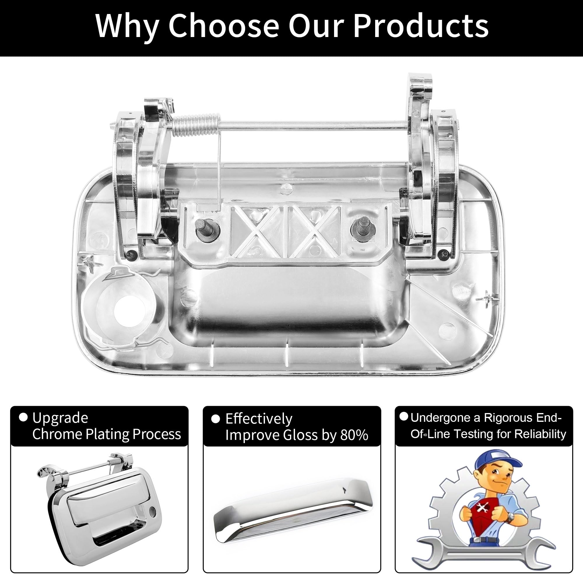 Snapklik.com : Tailgate Door Handle Chrome, W/ Key Hole, Compatible