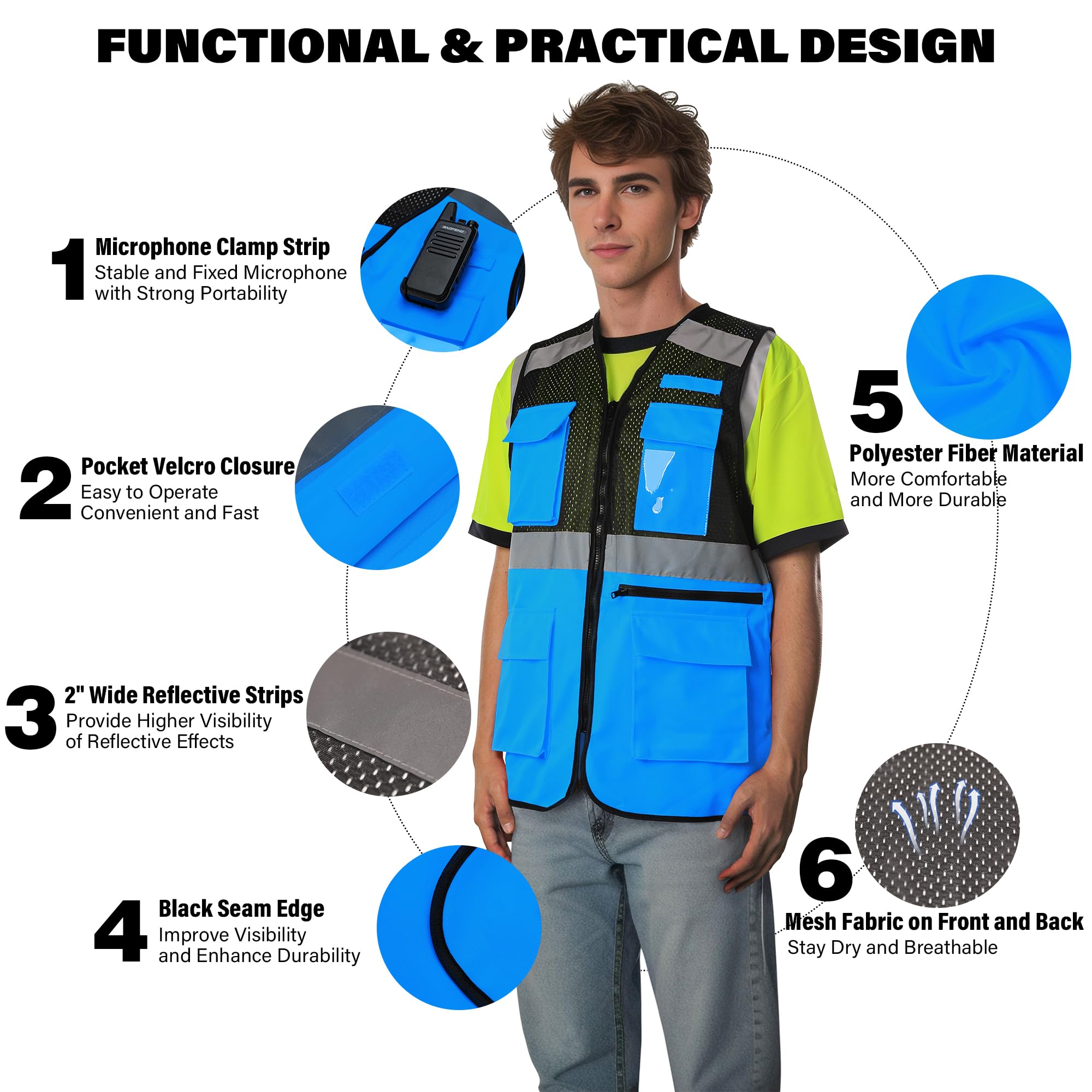 Snapklik.com : SHORFUNE High Visibility Work Vest, Lightweight And ...