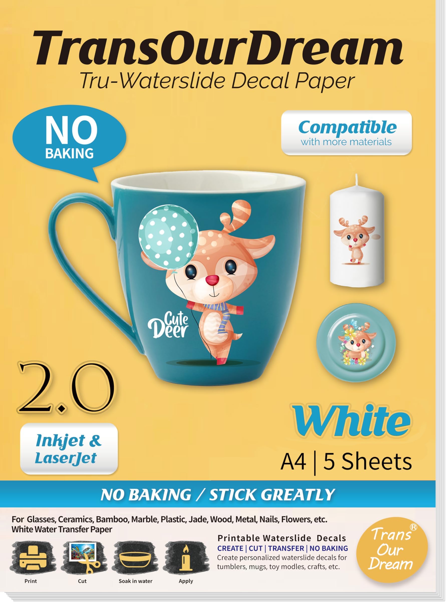 Amazon.com: TransOurDream Inkjet &Laser Waterslide decal Transfer Paper ...