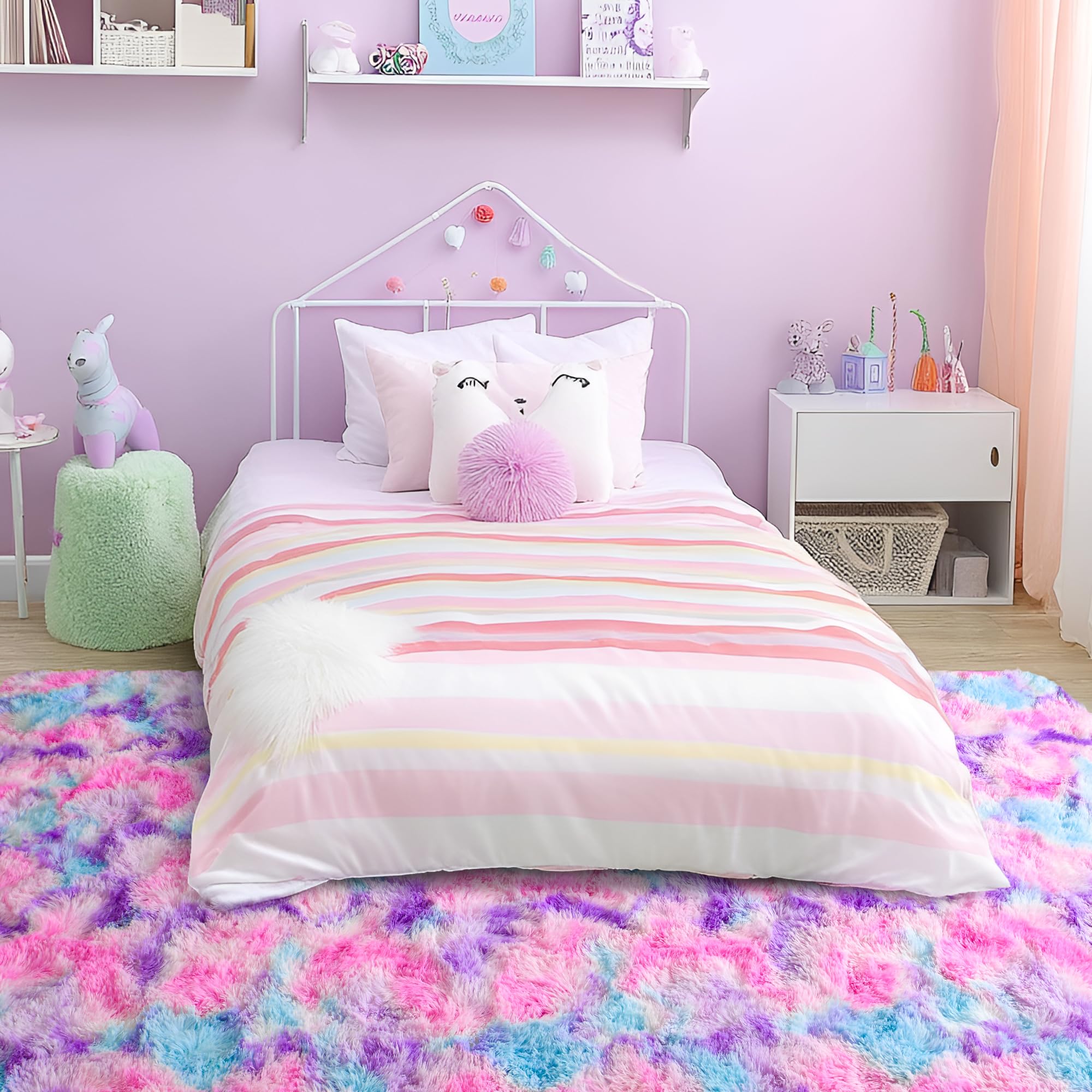 Snapklik.com : Soft Rainbow Rug For Girls Room 6x9 Feet, Cute Fluffy ...