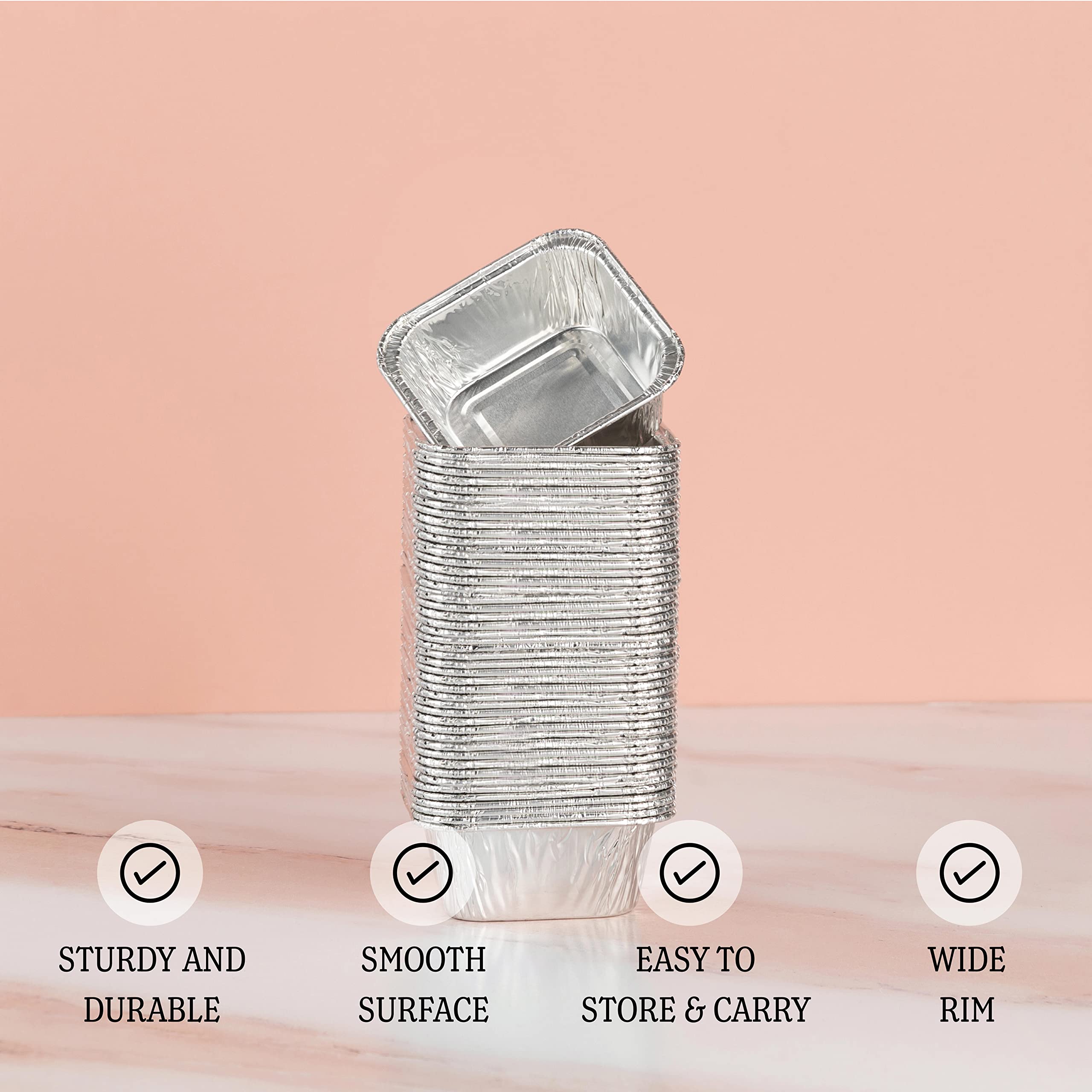 Snapklik.com : PLASTICPRO Disposable 3 X 3 X 2 Inch Square Aluminum Tin ...