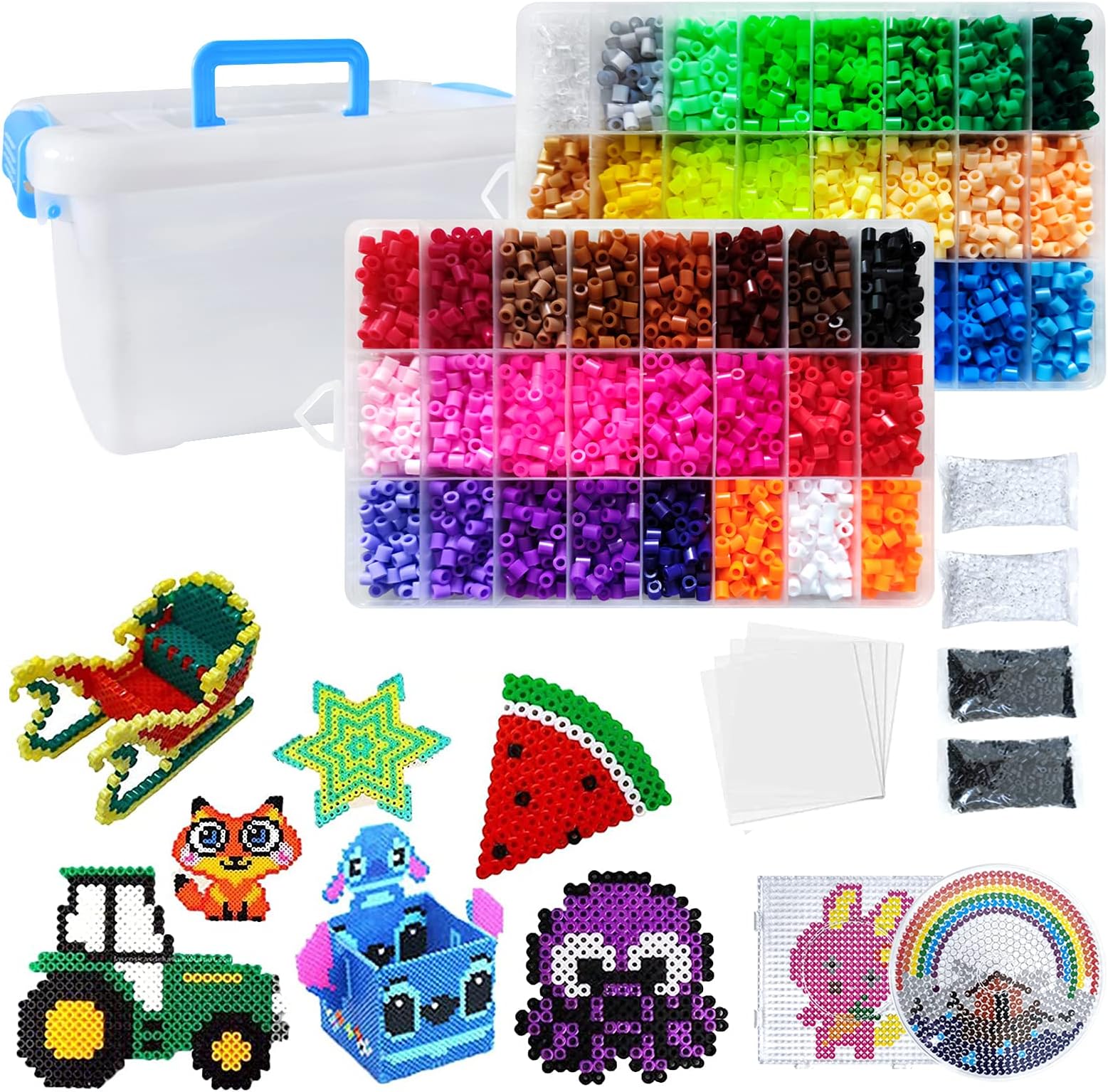 12800pcs 48 Colors Fuse Beads Craft Kit, YEESON Melty Fusion Colored ...