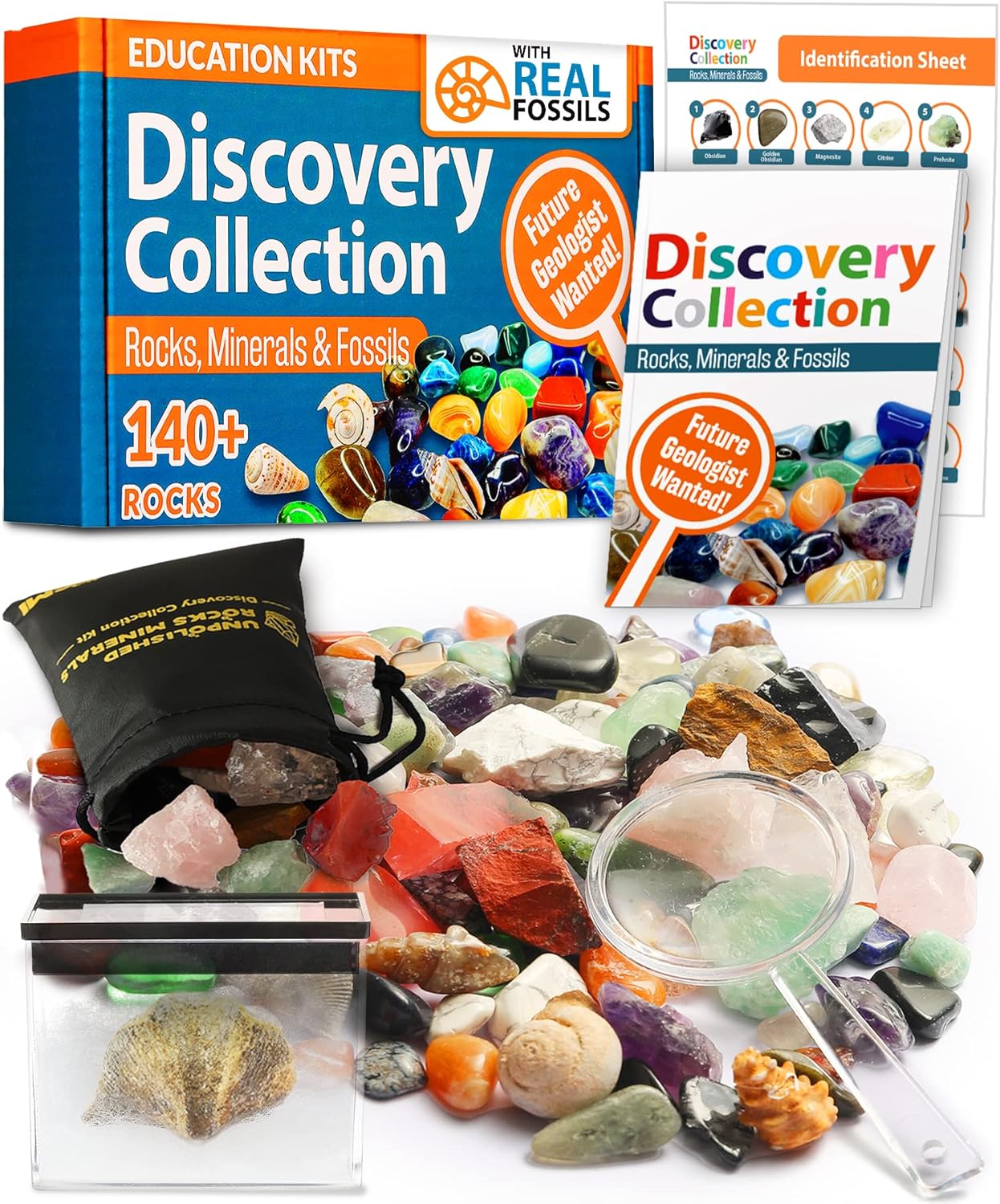 Amazon.com: 144pc Rock Collection Box for Kids - Rocks, Fossils ...