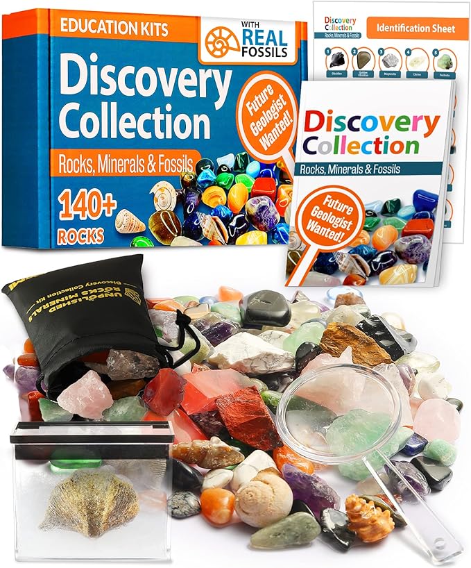 Amazon.com: 144pc Rock Collection Box for Kids - Rocks, Fossils ...