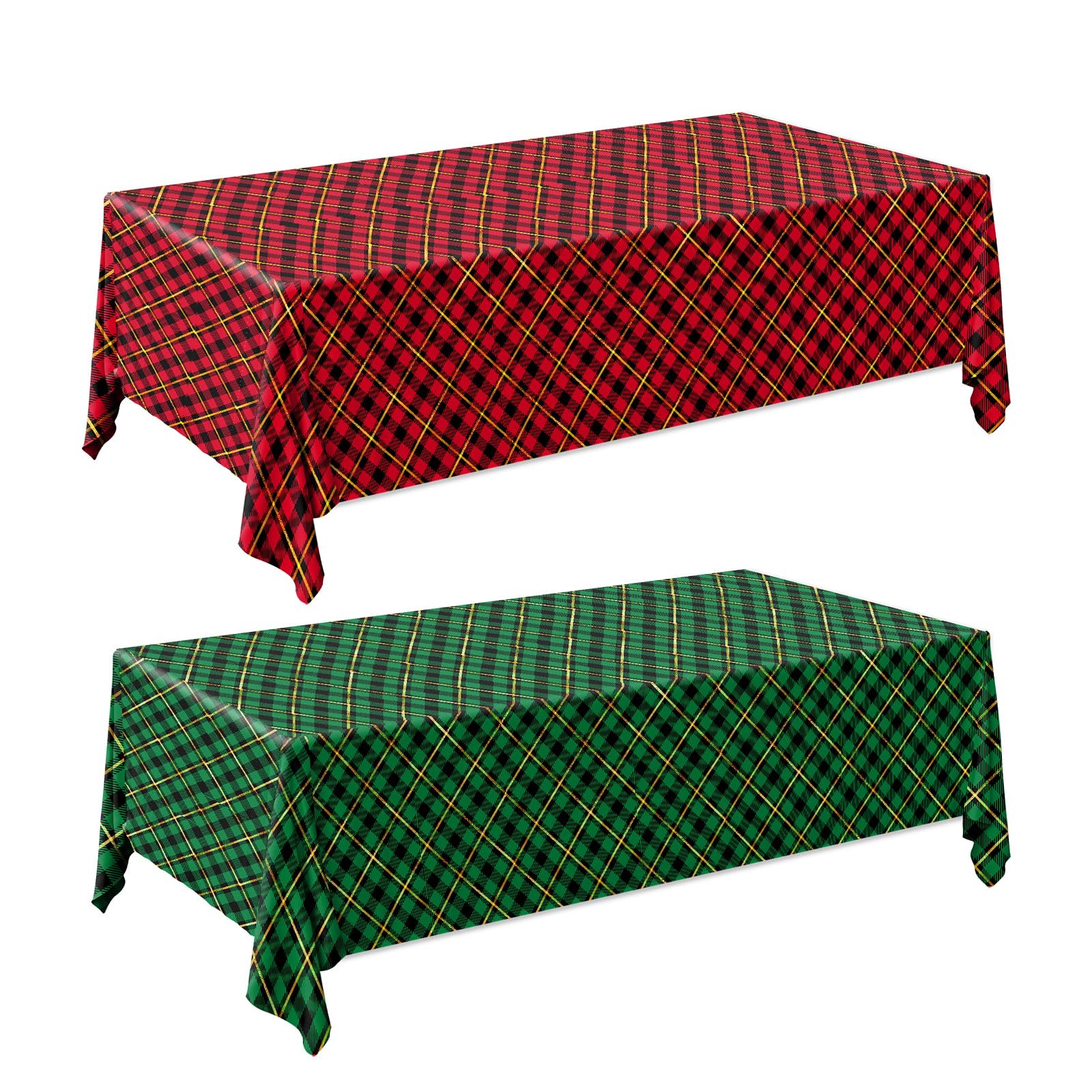 Amazon.com: OGMOGKW Buffalo Plaid Plastic Tablecloth,2Pcs Red and Green ...