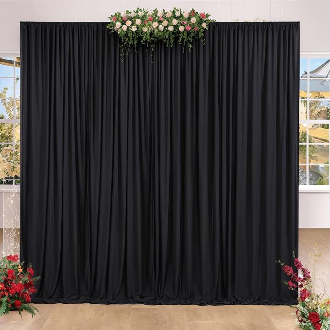 Amazon.com : Black Party Backdrop Curtains 10ft x 8ft Photo Background ...