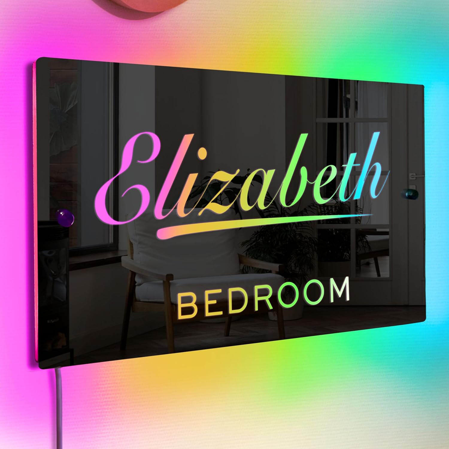 Amazon.com: Tip perk Personalized Name Mirror LED Light - Custom Light ...