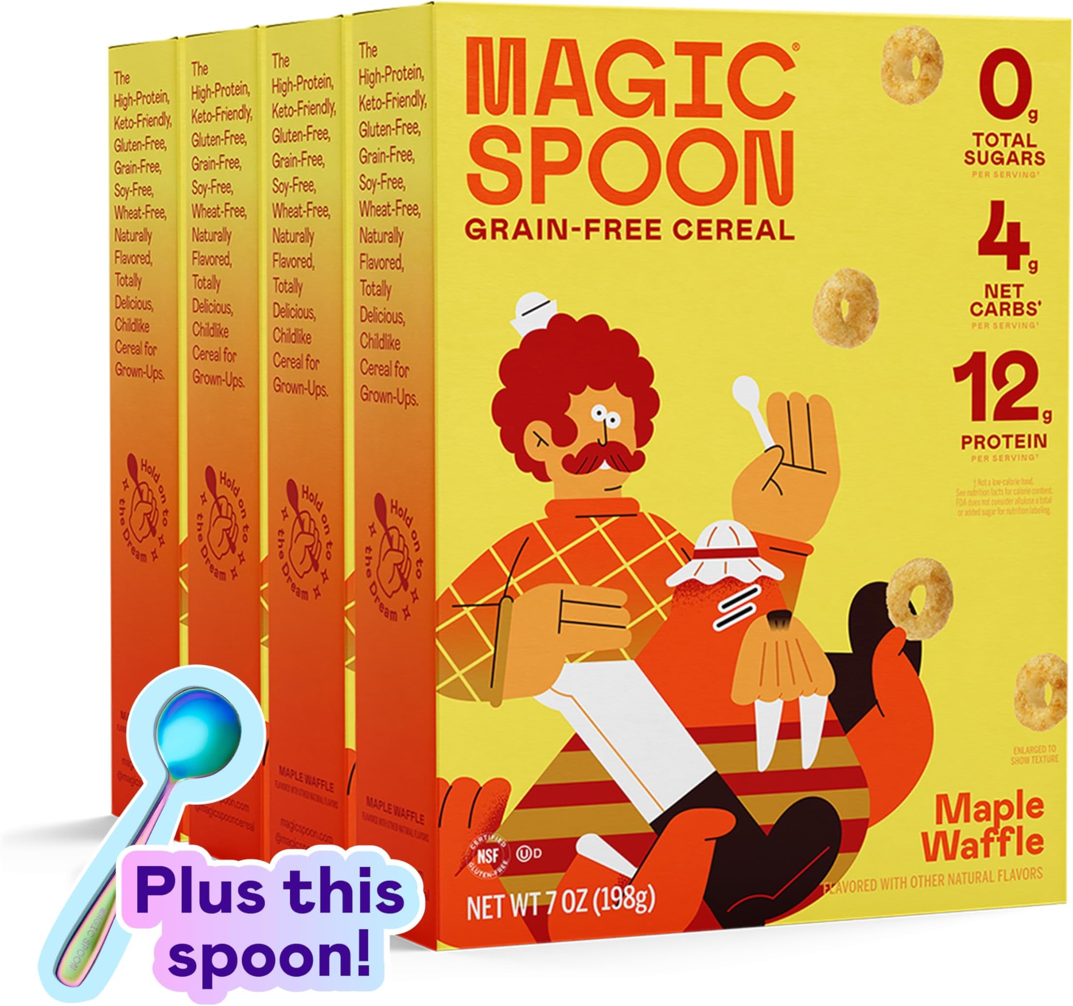 Amazon.com : Magic Spoon Cereal - Maple Waffle 4-Pack of Cereal and ...