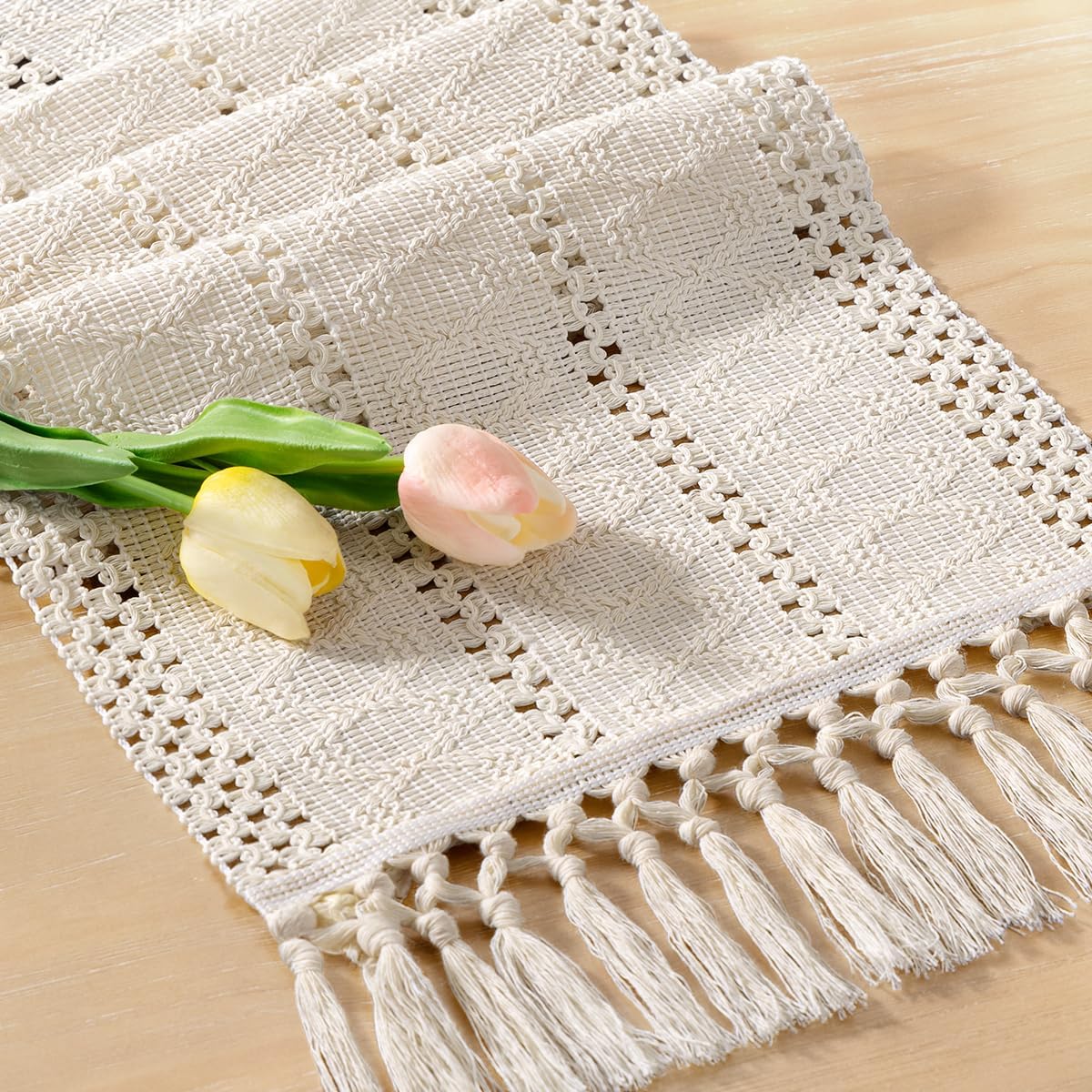 Amazon.com: Socomi Boho Table Runner Summer Farmhouse Rustic Dining ...