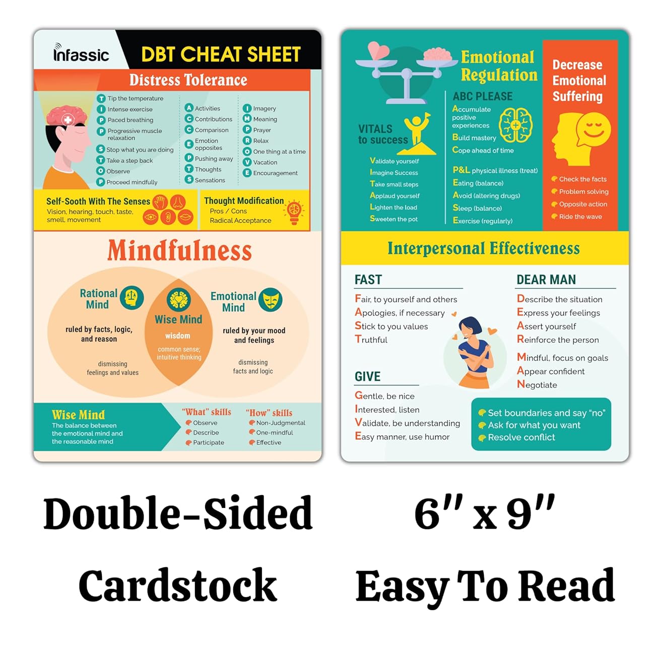 Snapklik.com : DBT Cheat Sheet - Dialectical Behavior Therapy Chart - DBT Skills Card For ...