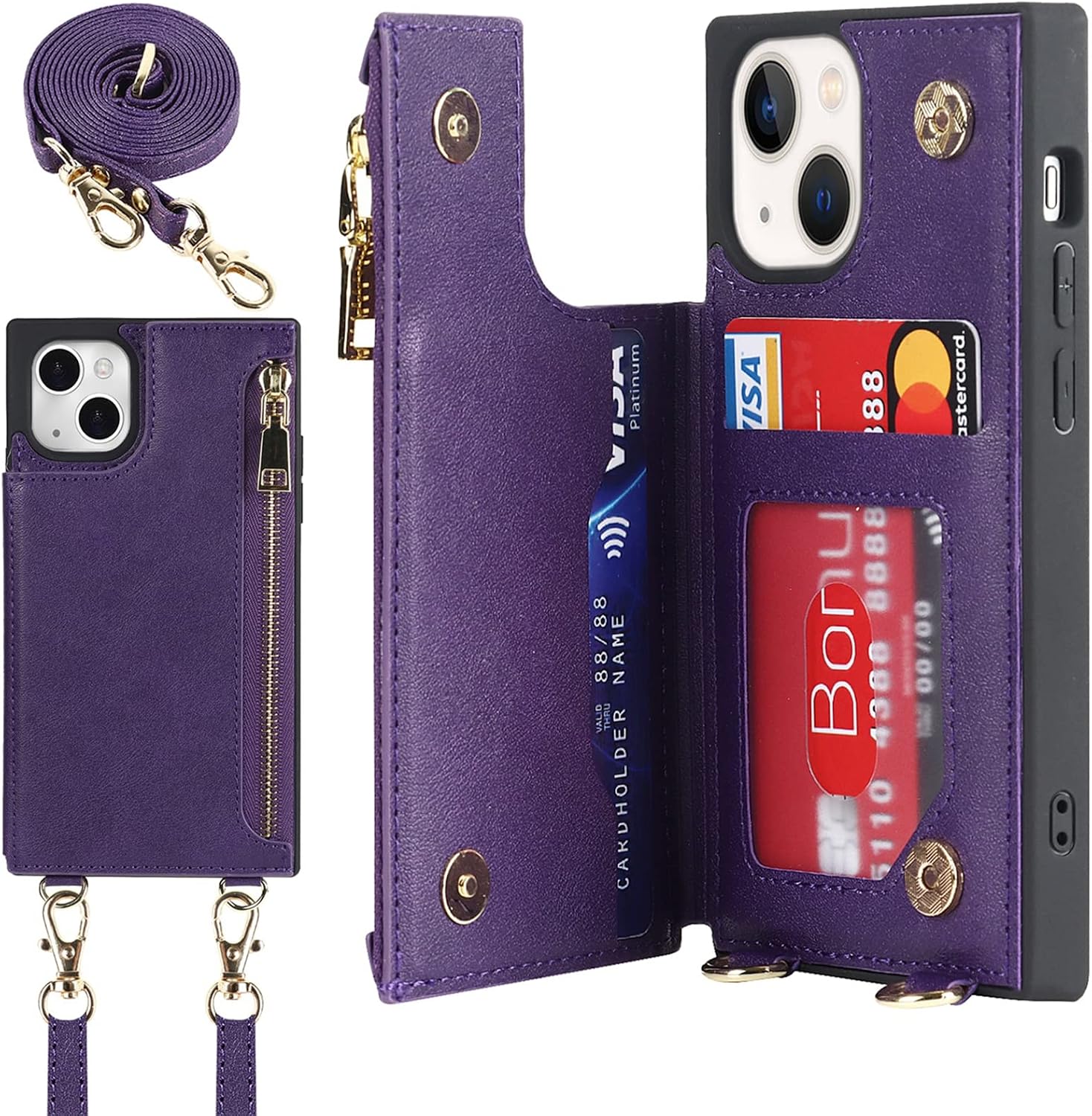 Amazon.com: Jaorty Crossbody Wallet Case for iPhone 14 with Card Slot ...