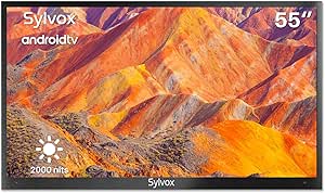SYLVOX Outdoor TV, 4K UHD 55 Inch Smart TV, IP55 Waterproof 2000 nits Brightness for Full Sun ...