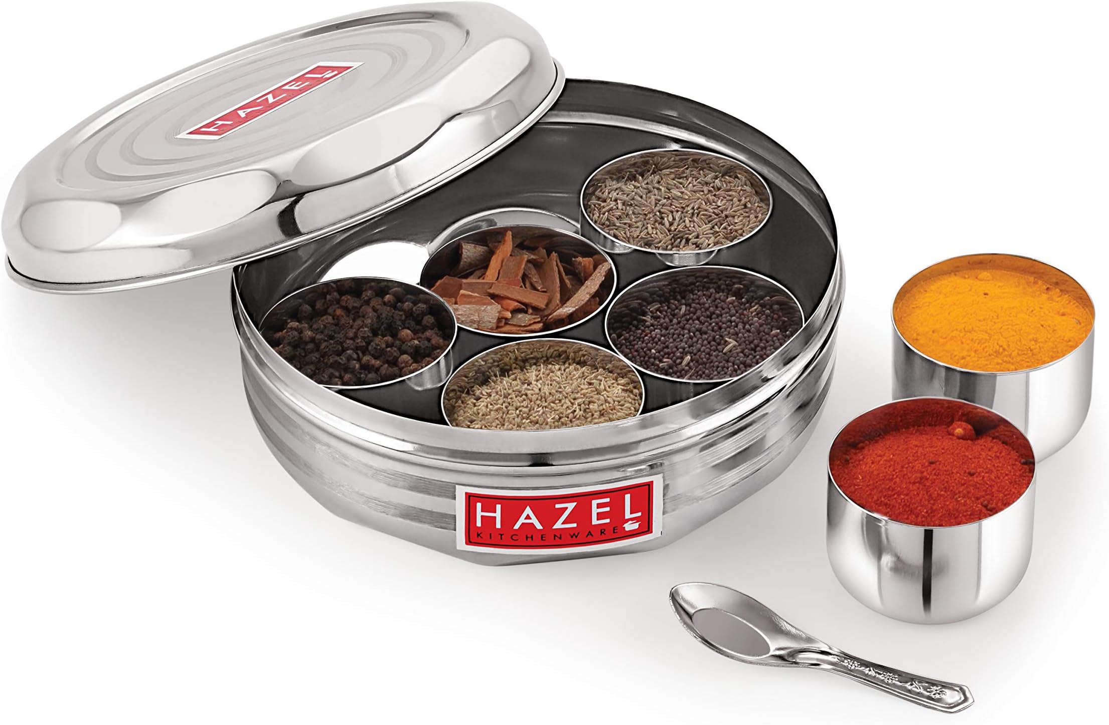 Amazon.com: Stainless Steel Masala Dabba Spice Box,Spice Containers ...
