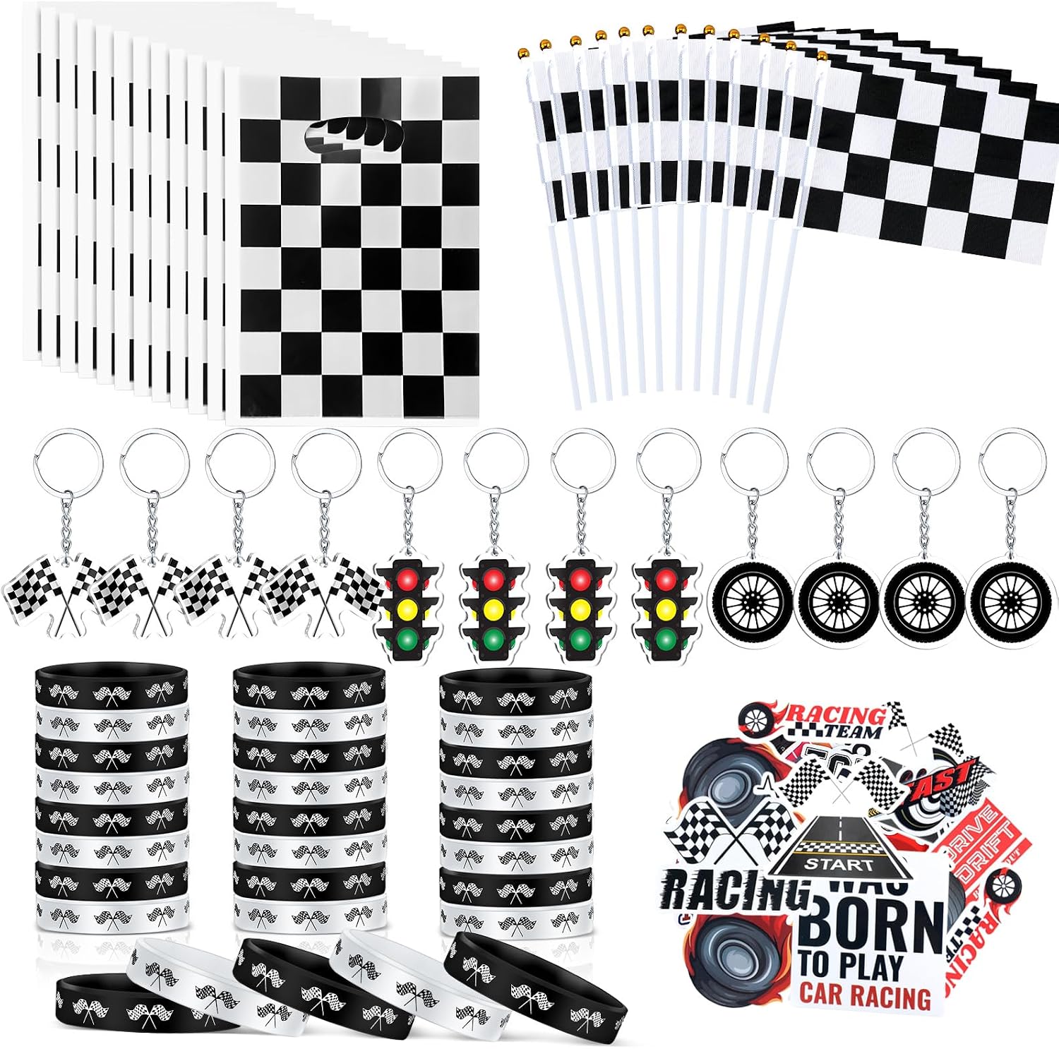 Amazon.com: Meooeck 120 Pcs Checkered Flag Party Favors Race Car Party ...