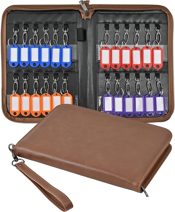 Amazon.com: Flyroom Zippered Key Case Organizer with 24 Hooks and Tags ...