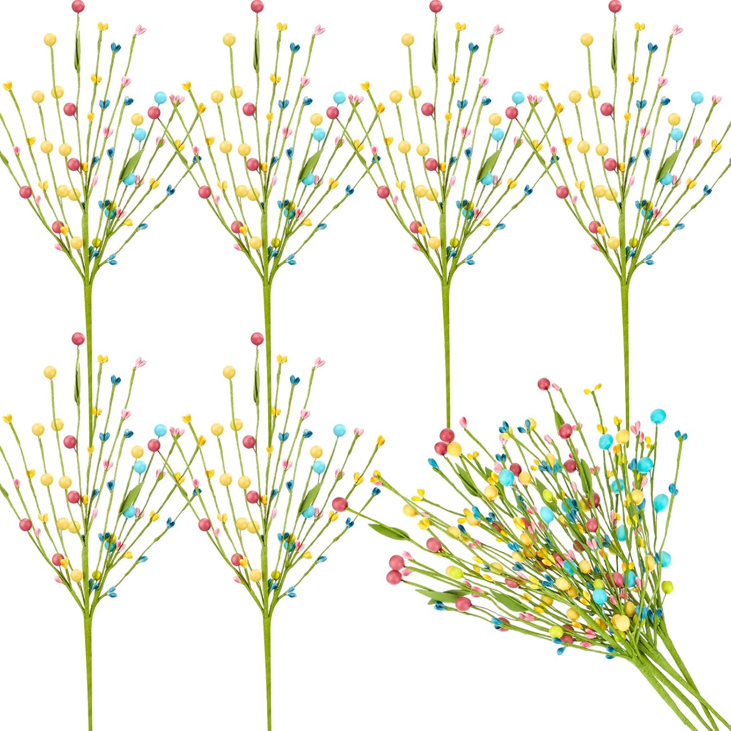 Amazon.com: Cindeer 12 Pcs Spring Berry Stems 15 Inch Artificial Pastel ...