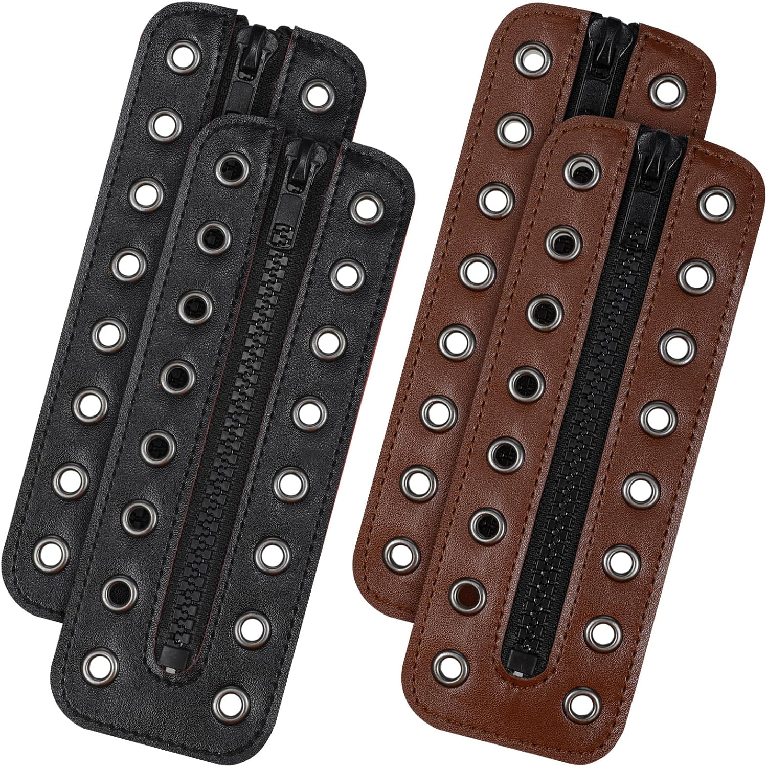 Amazon.com: Yuxung 4 Pcs PU Leather Boot Zipper Inserts - Tieless Lace ...