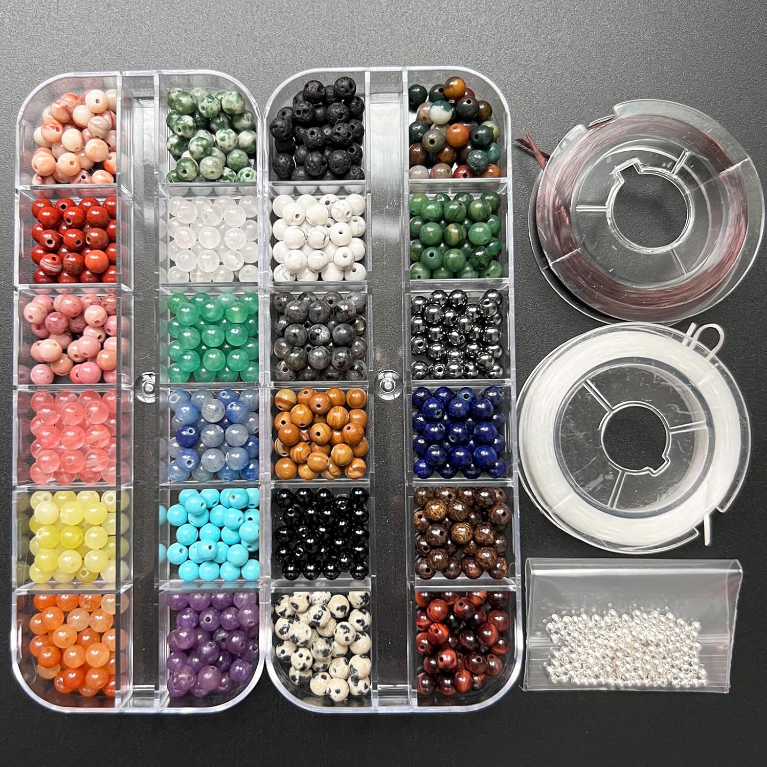 Amazon.com: CHCCOYE Natural Round Stone Beads Gemstone Beading Loose ...