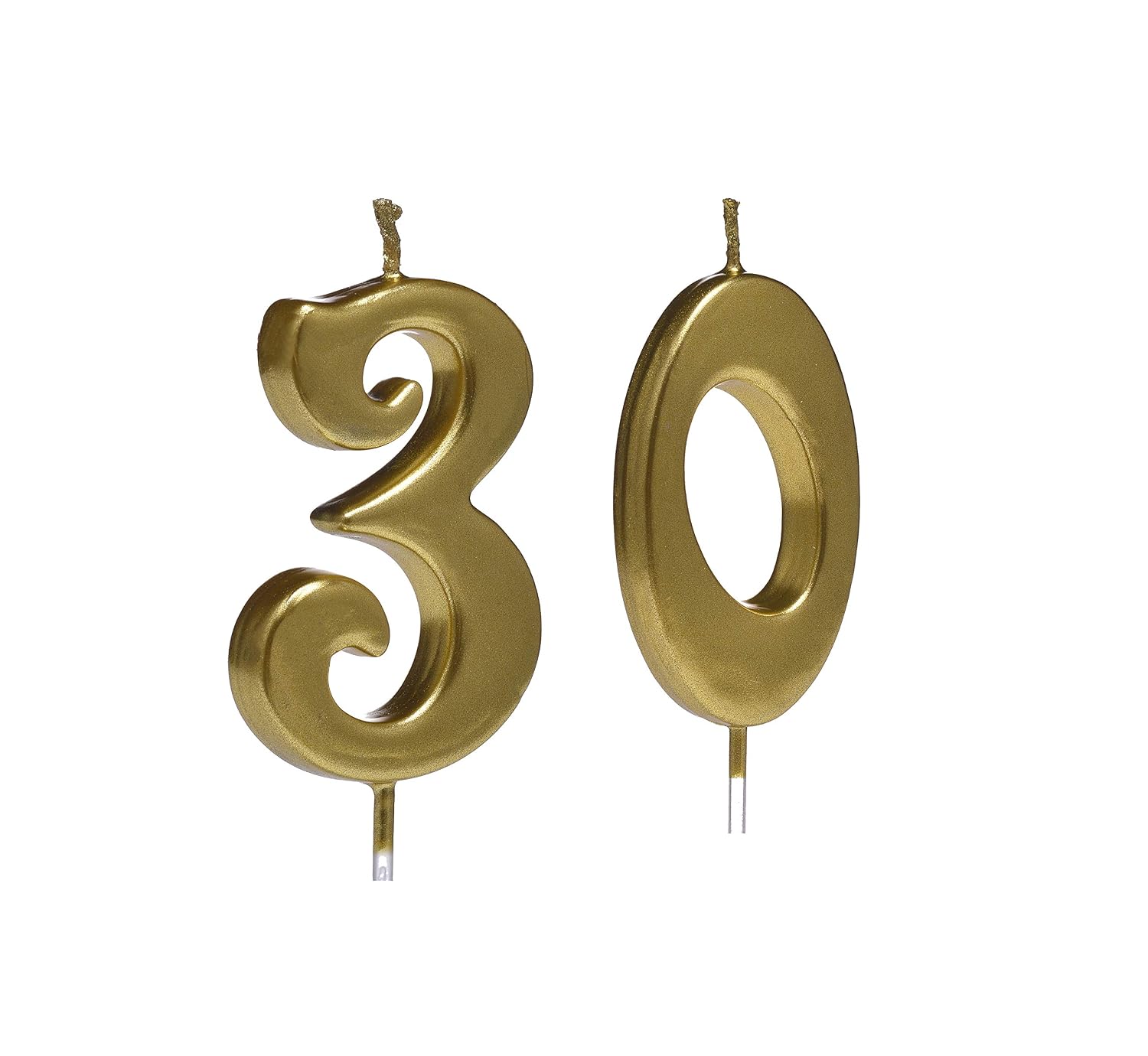 Gold 30th Birthday Candles,Number 30 Cake Topper for Party Decoration ...