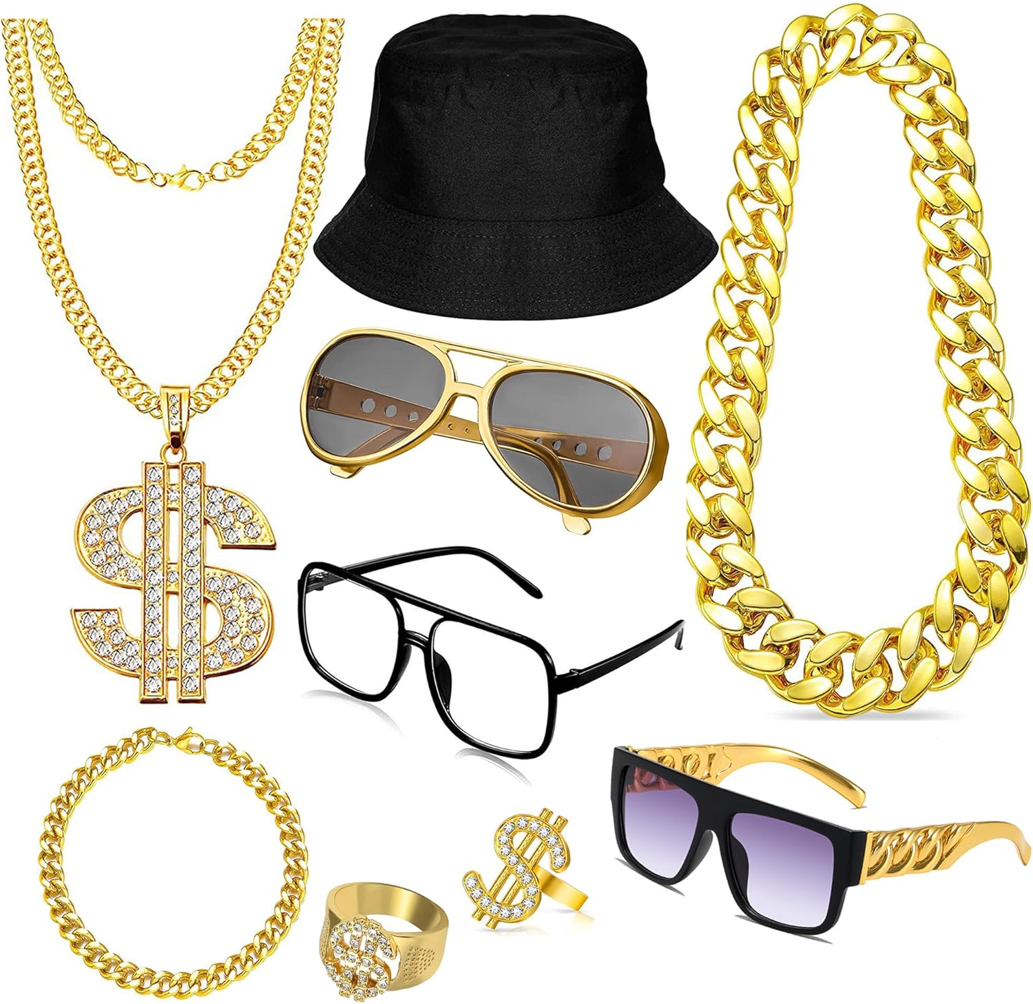 Amazon.com: MEDOJO 80 90s Hip Hop Outfit Kit for Men Women Rapper ...