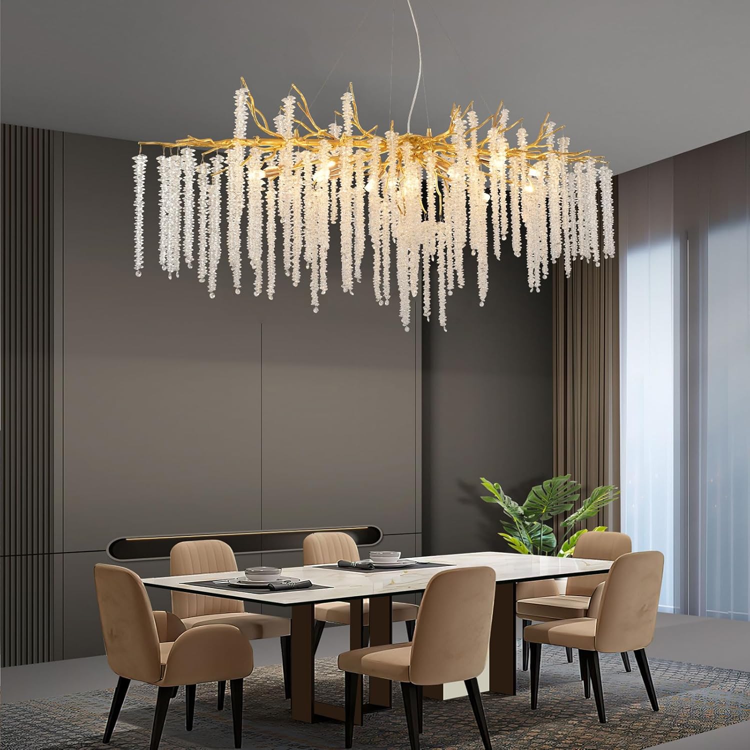 SJIGUANGZ L47 Inch Crystal Branch Chandelier, Gold Chandeliers ...