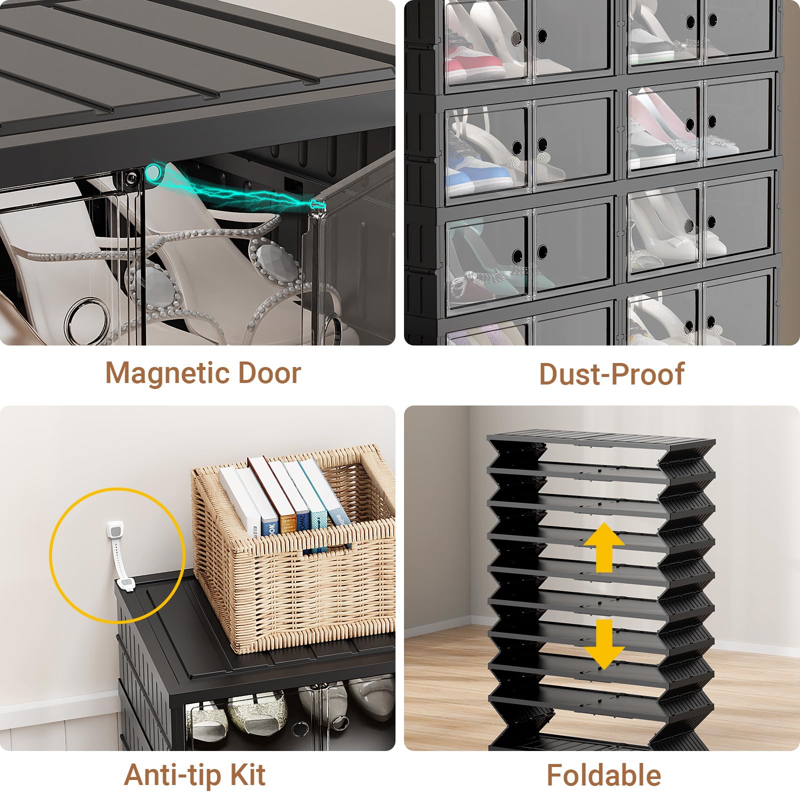 Snapklik.com : BROVIEW Plastic Shoe Storage Organizer Boxes 6 Tiers 24 ...