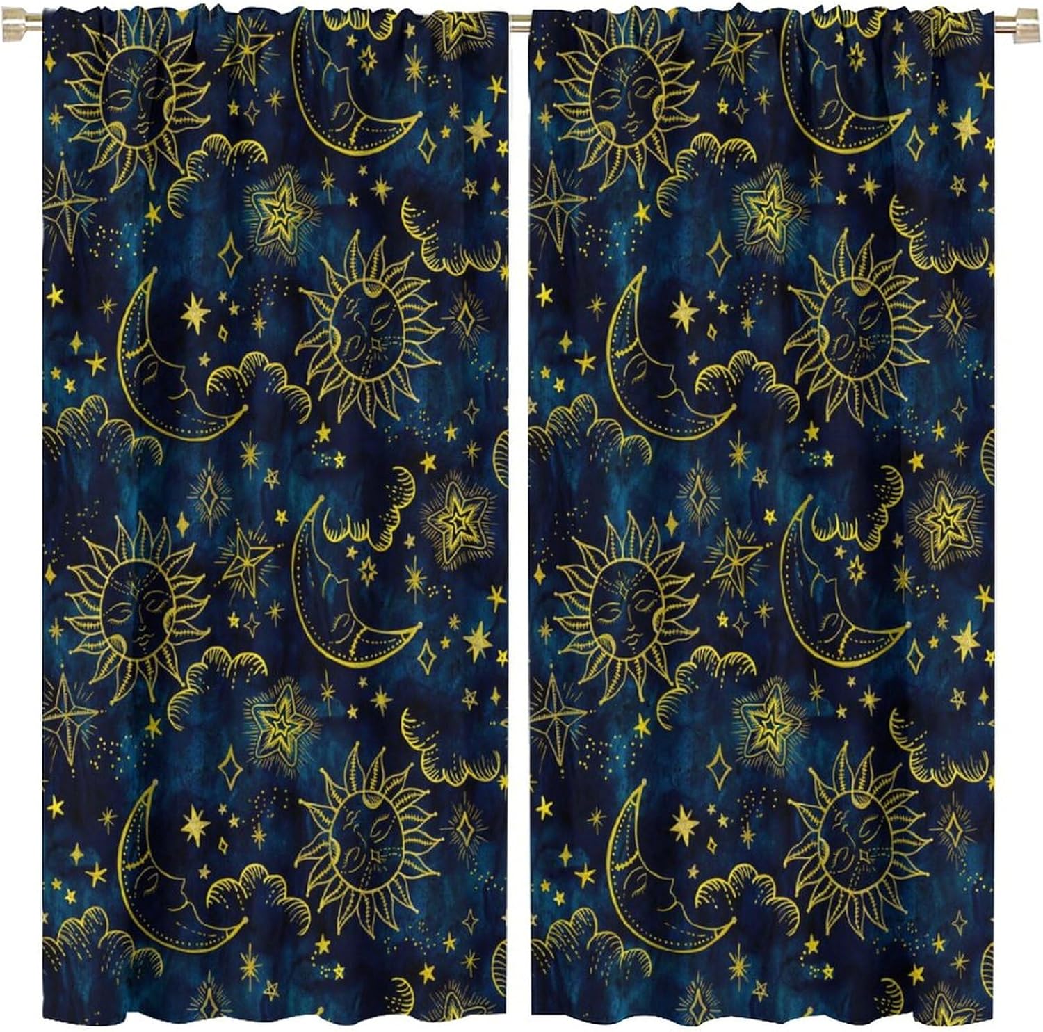 Amazon.com: Hazuff Sun and Moon Blackout Window Curtains with Blue Star ...